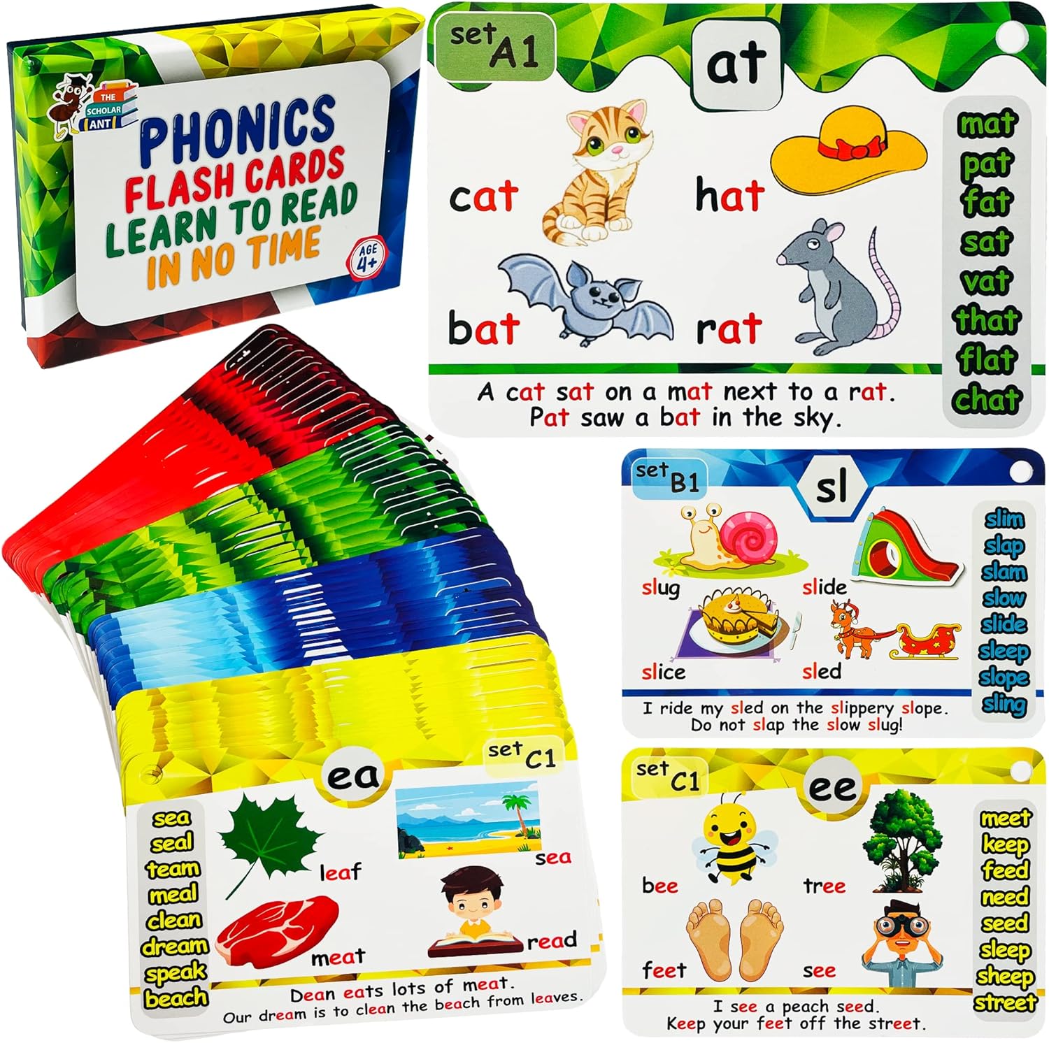 Phonics Flash Cards - Learn to Read in 20 Phonic Stages - Digraphs CVC ...