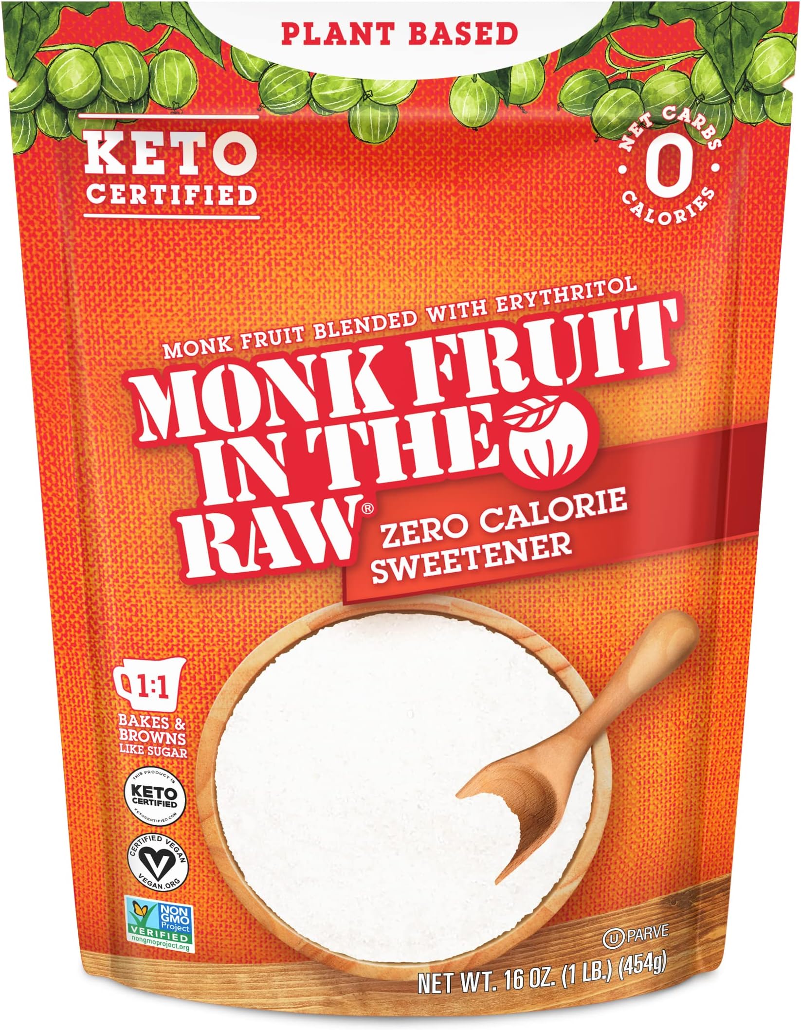 Amazon.com: Monk Fruit In The Raw Sweetener Baker's Bag, 16 oz., Keto ...