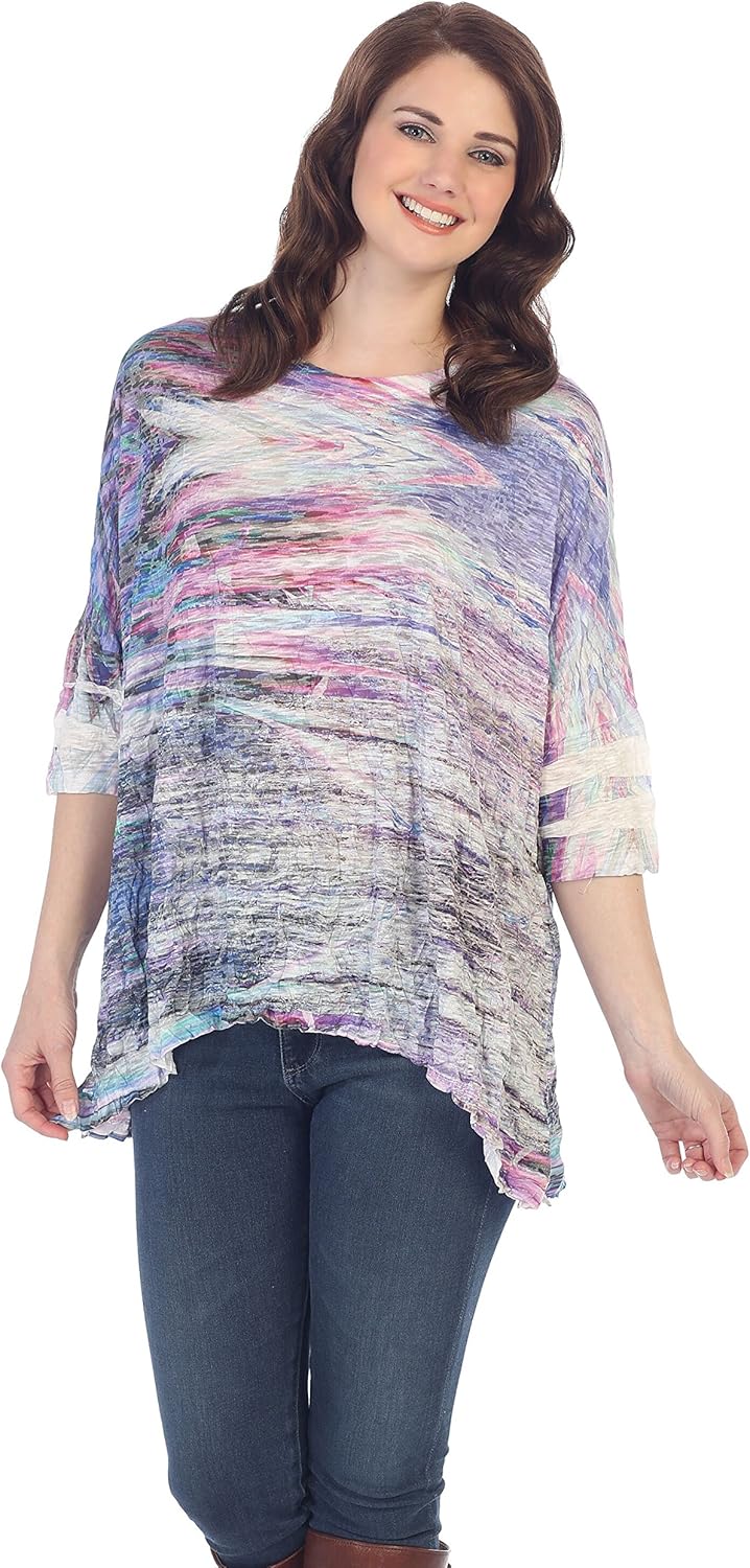 Jess & Jane Women's Sappphire Crushed Slub Burnout Dolman Sleeve High ...