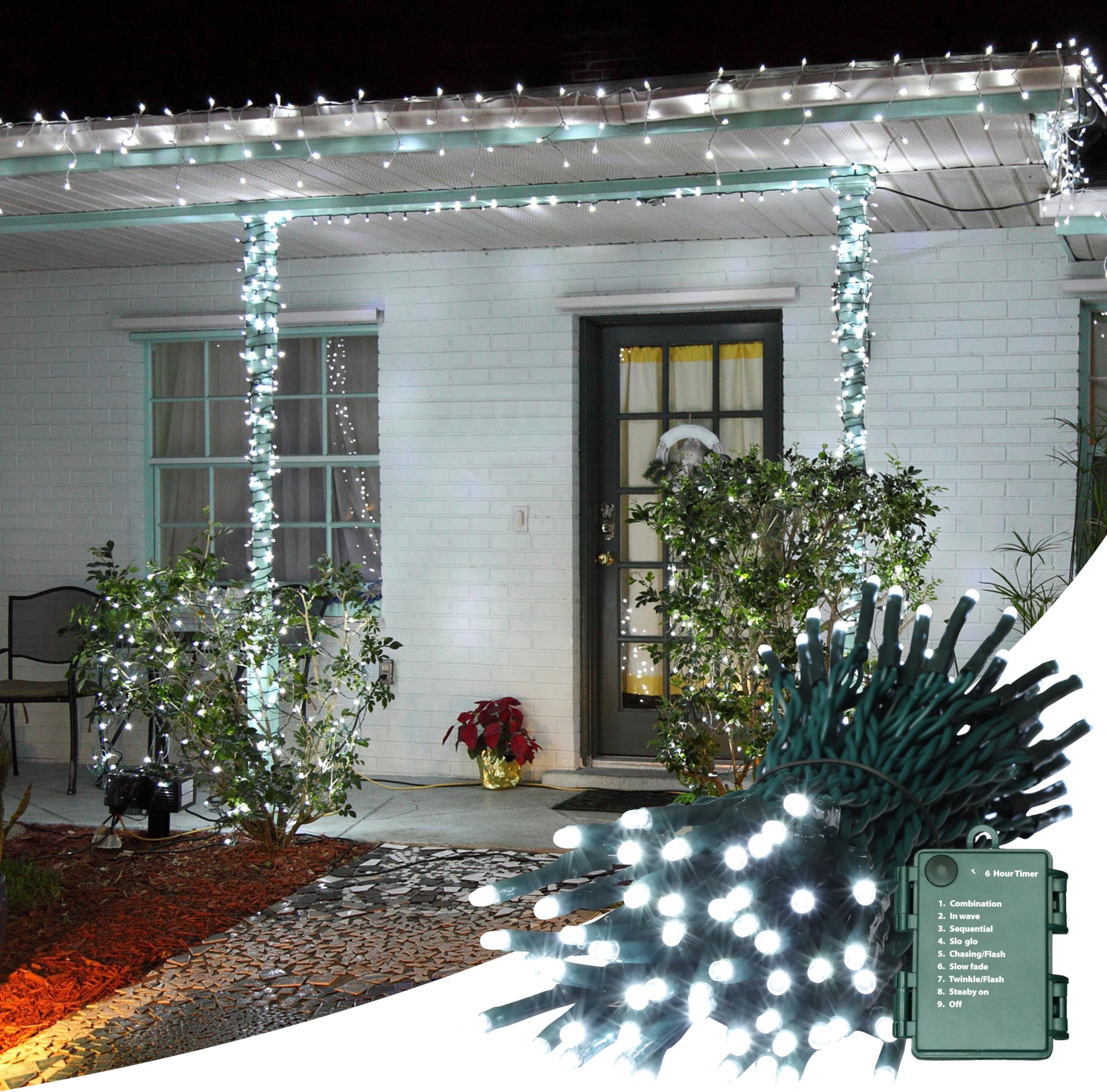 Amazon.com: LAMPHOME 34.1FT 100 LED Battery Operated Christmas Tree ...