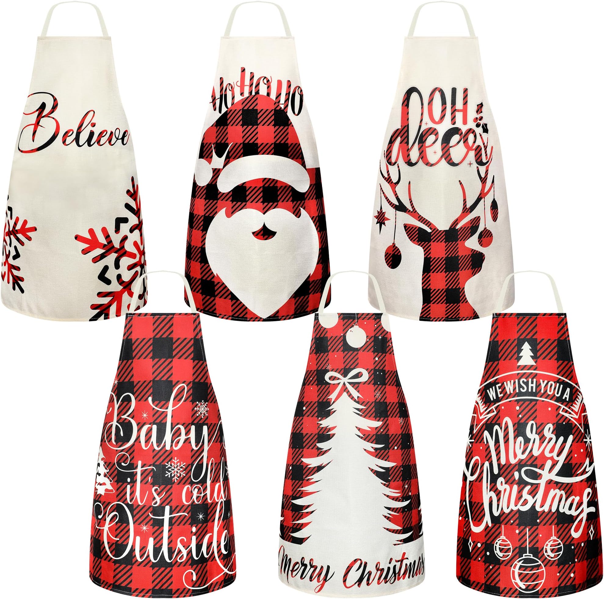 Amazon.com: Suhine 12 PACK Christmas Aprons Bulk Red Black Plaid Apron ...