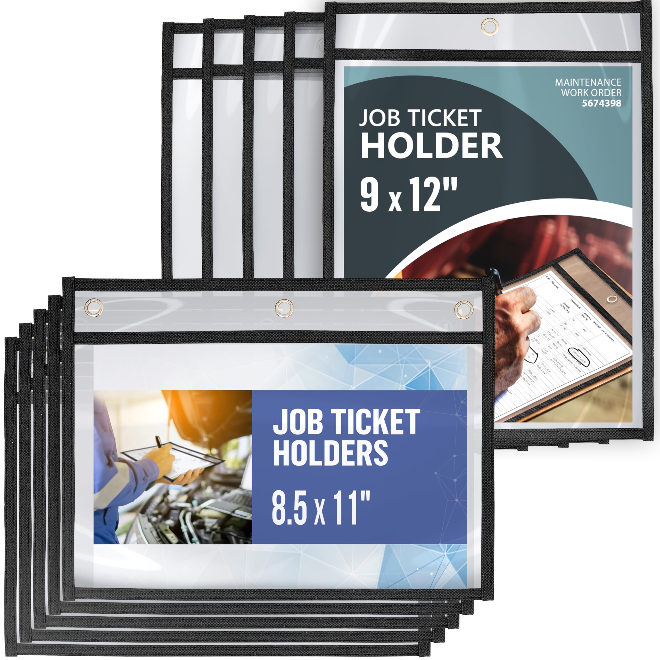 Amazon.com : 10 Pack Horizontal Job Ticket Holders 8.5x11 and 10 Pack ...