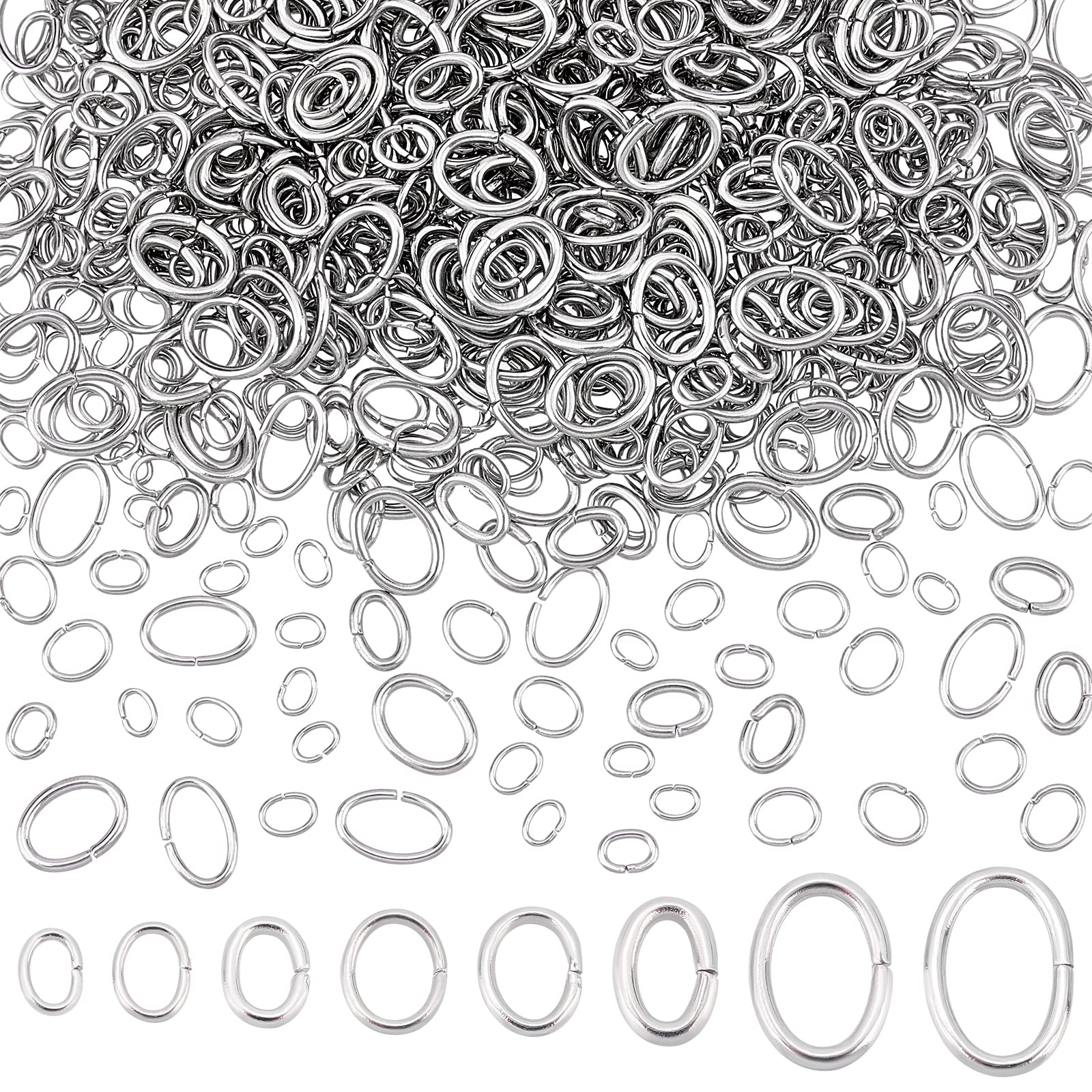 Amazon.com: PH PandaHall 800pcs 8 Styles Oval Jump Rings, 304 Stainless ...