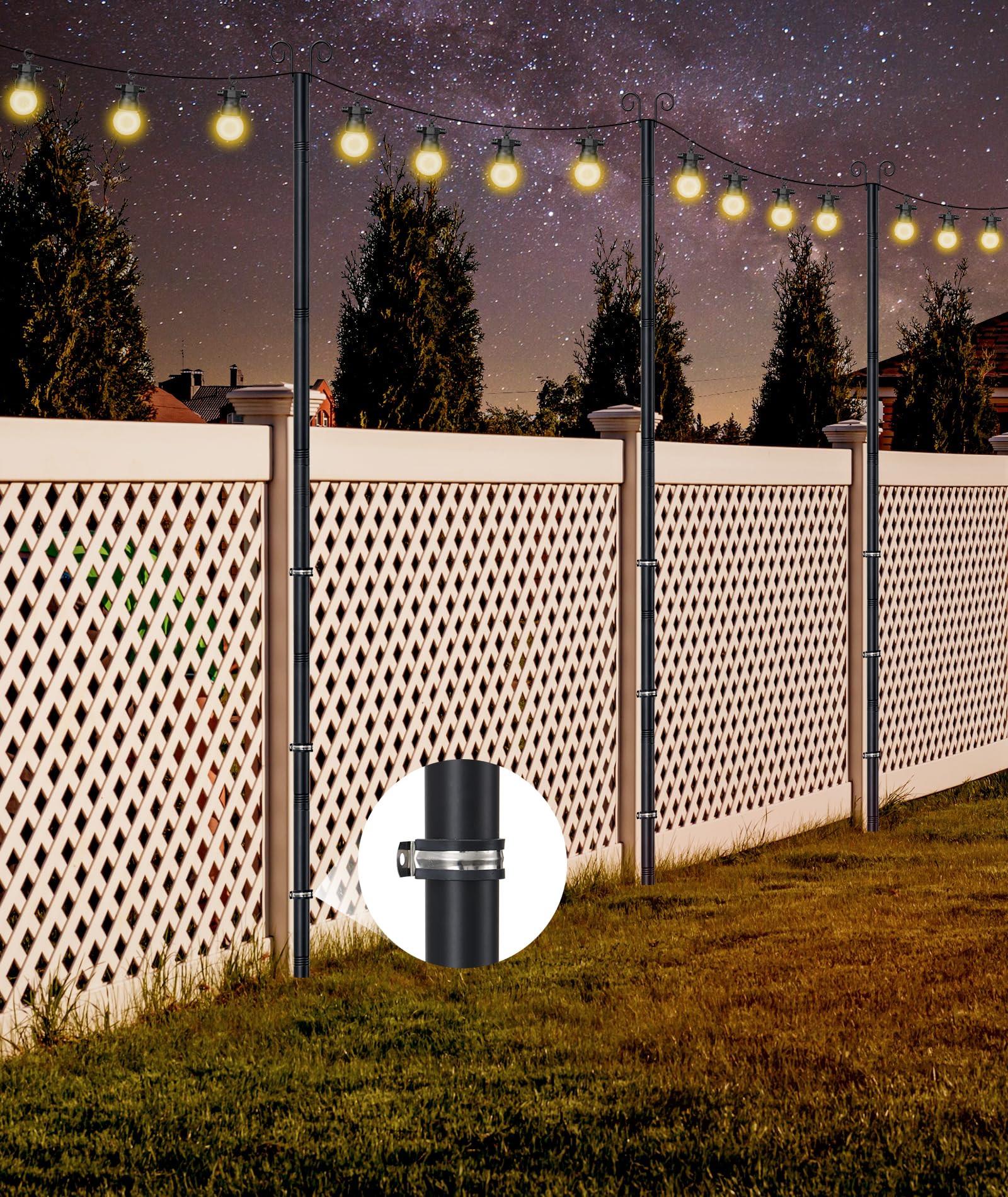 Snapklik.com : Keplrend 11 FT String Light Poles Outdoor - Waterproof ...