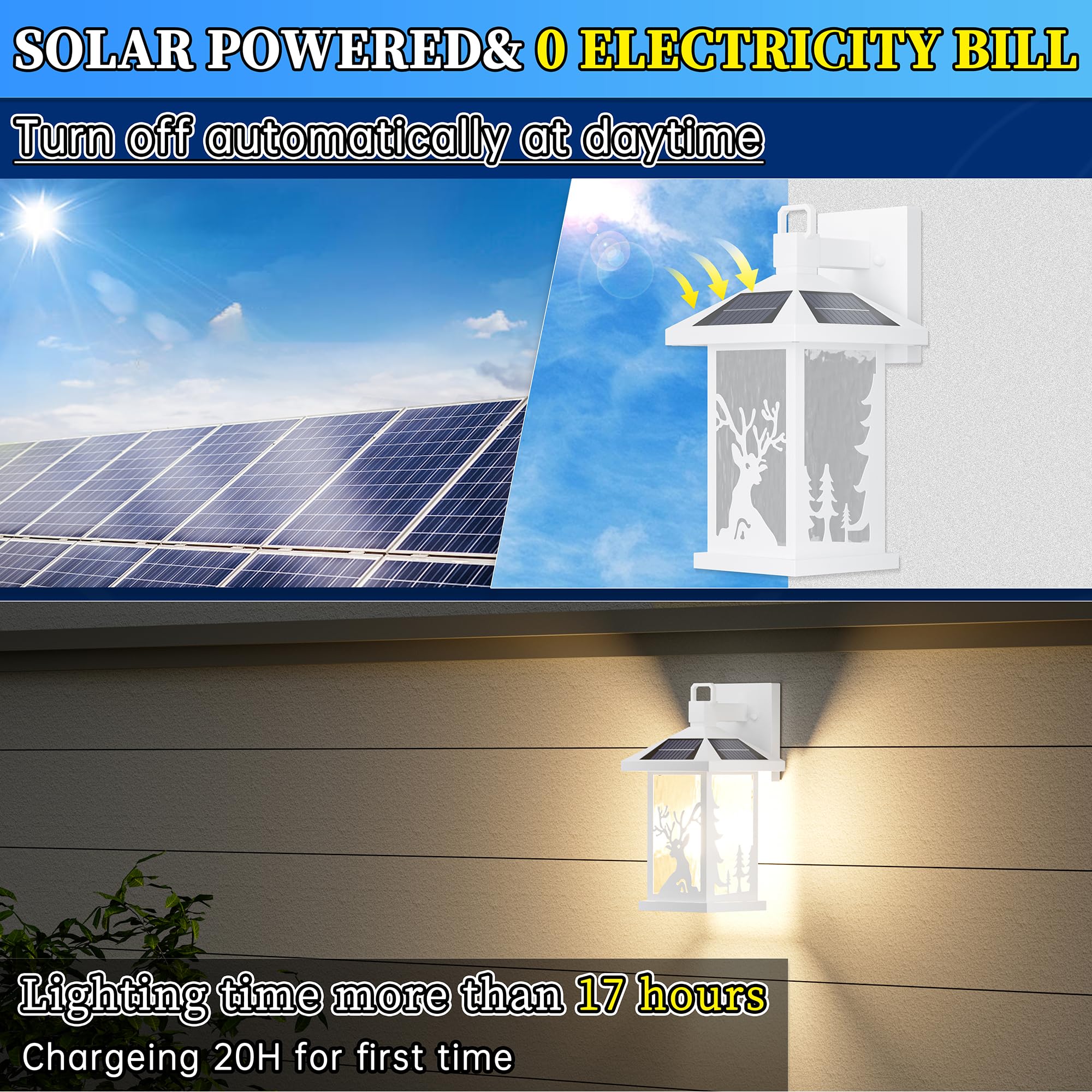 Snapklik.com : White Solar Wall Lights, 3500LM High Lumen Solar ...