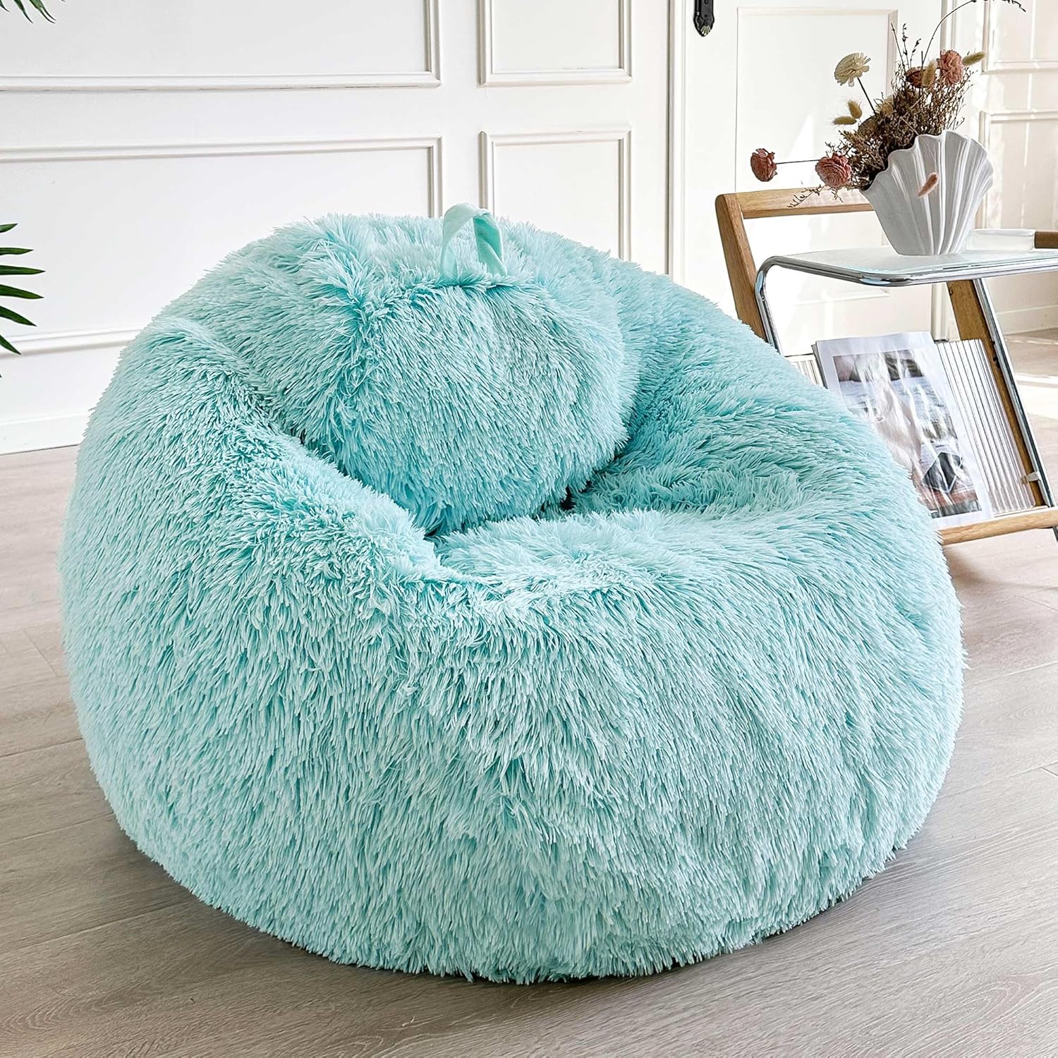 Amazon.com: LIFEREVO Fluffy Bean Bag Chair Cover (No Filler), Soft Faux ...