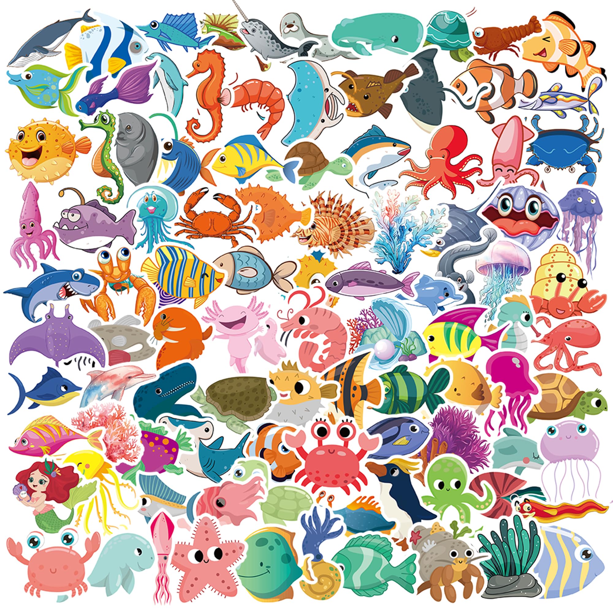 Amazon.com: Dorgua 100Pcs Marine Animal Stickers, Sea Life Ocean ...