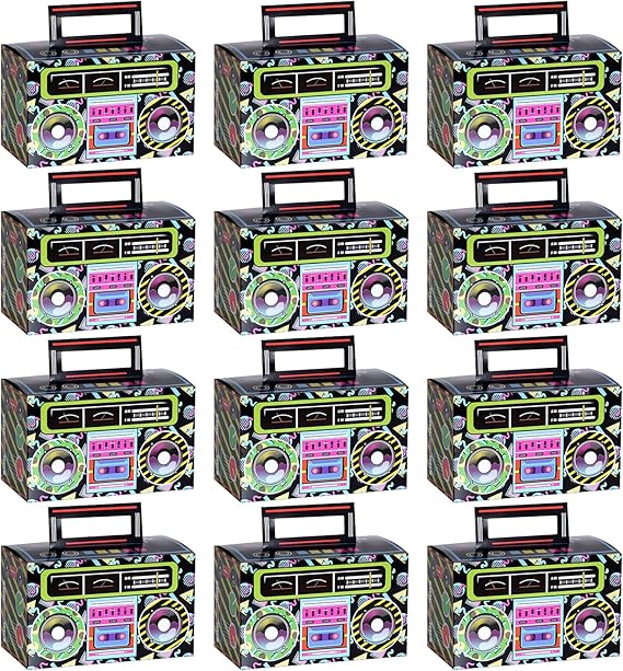 Amazon.com: 12 Pieces 80s 90s Novelty Boom Favor Boxes Boomboxes Prop ...