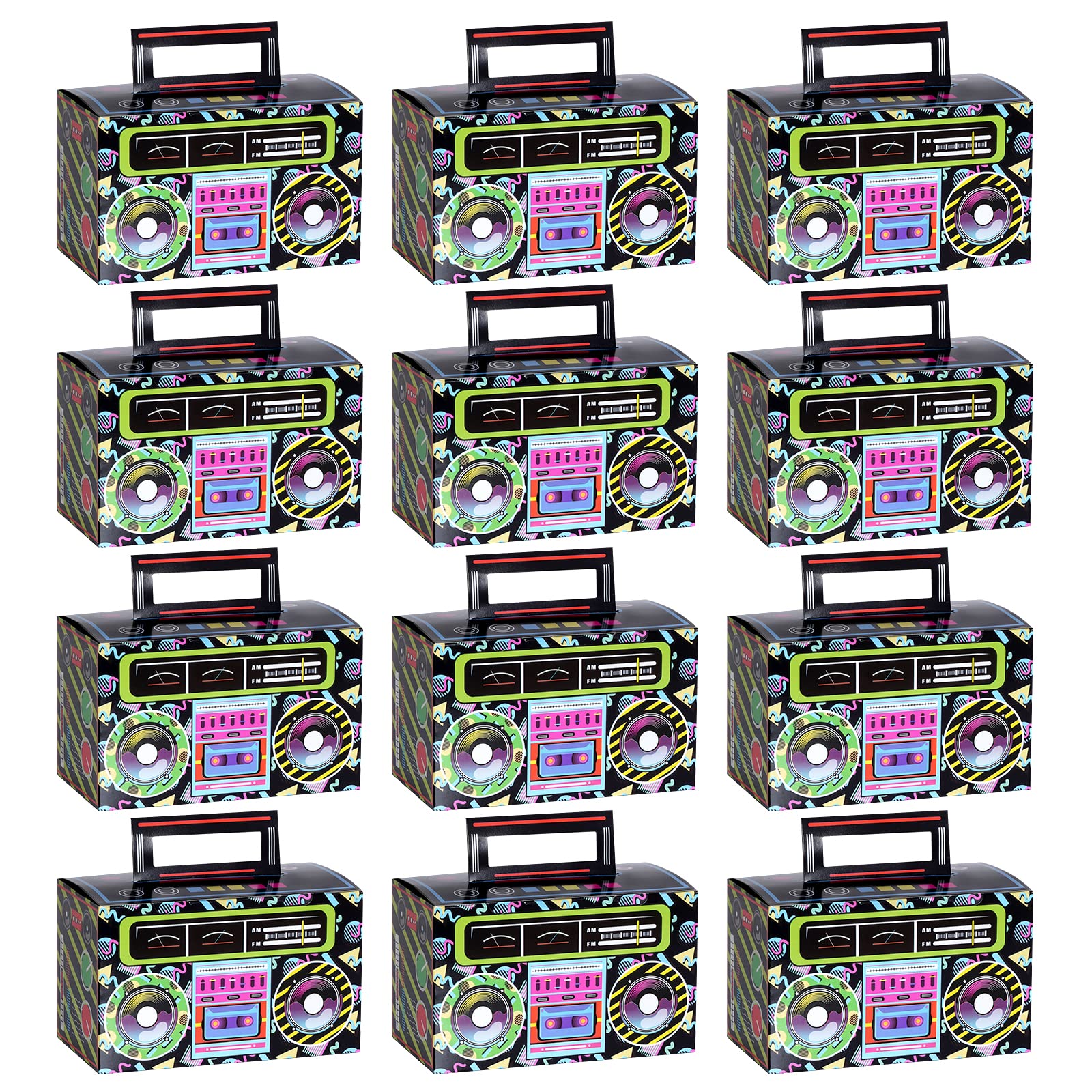 Amazon.com: 12 Pieces 80s 90s Novelty Boom Favor Boxes Boomboxes Prop ...