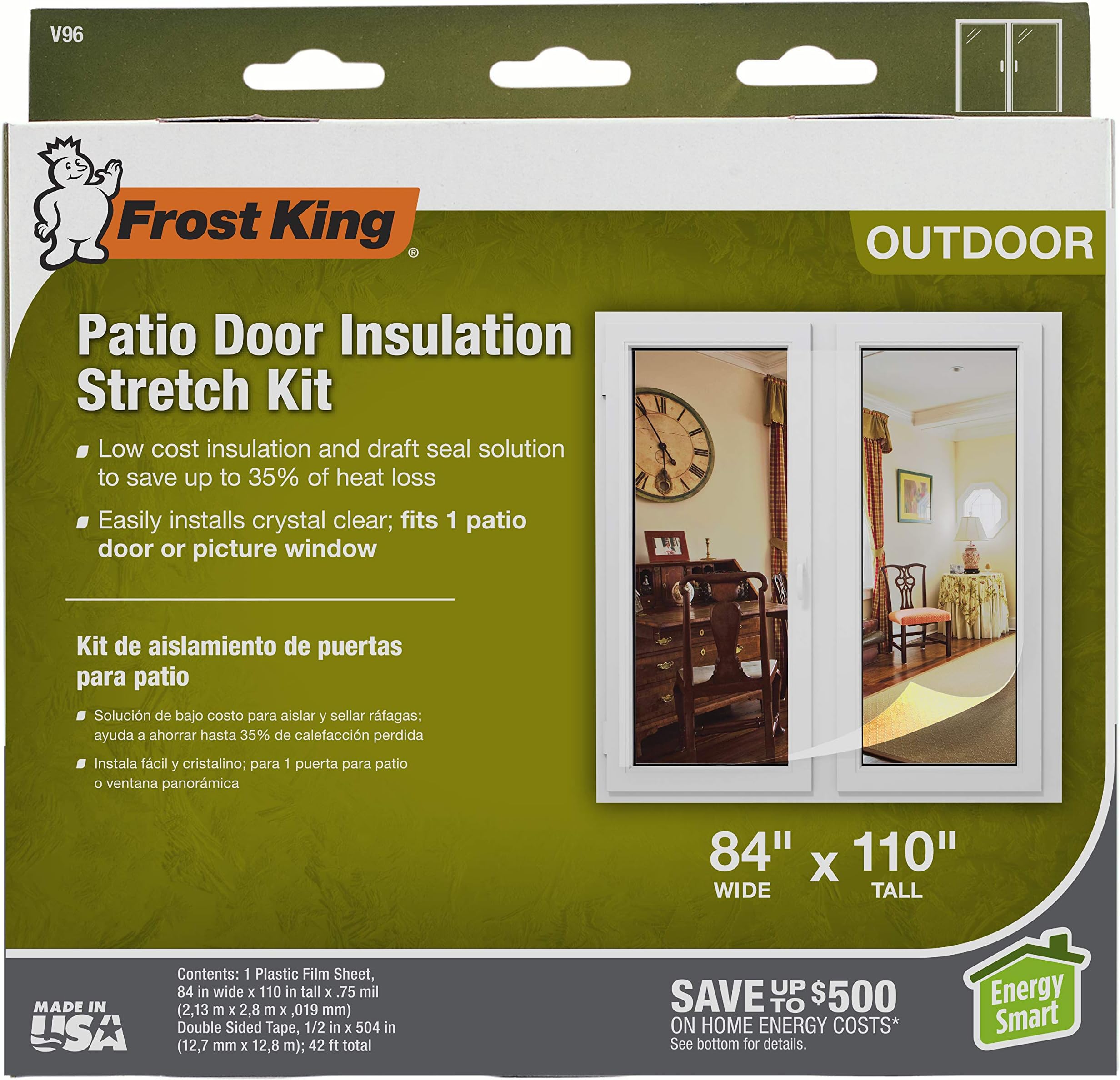 Frost King V96H Outdoor Stretch Window Kit, 84in x 110in, Clear ...