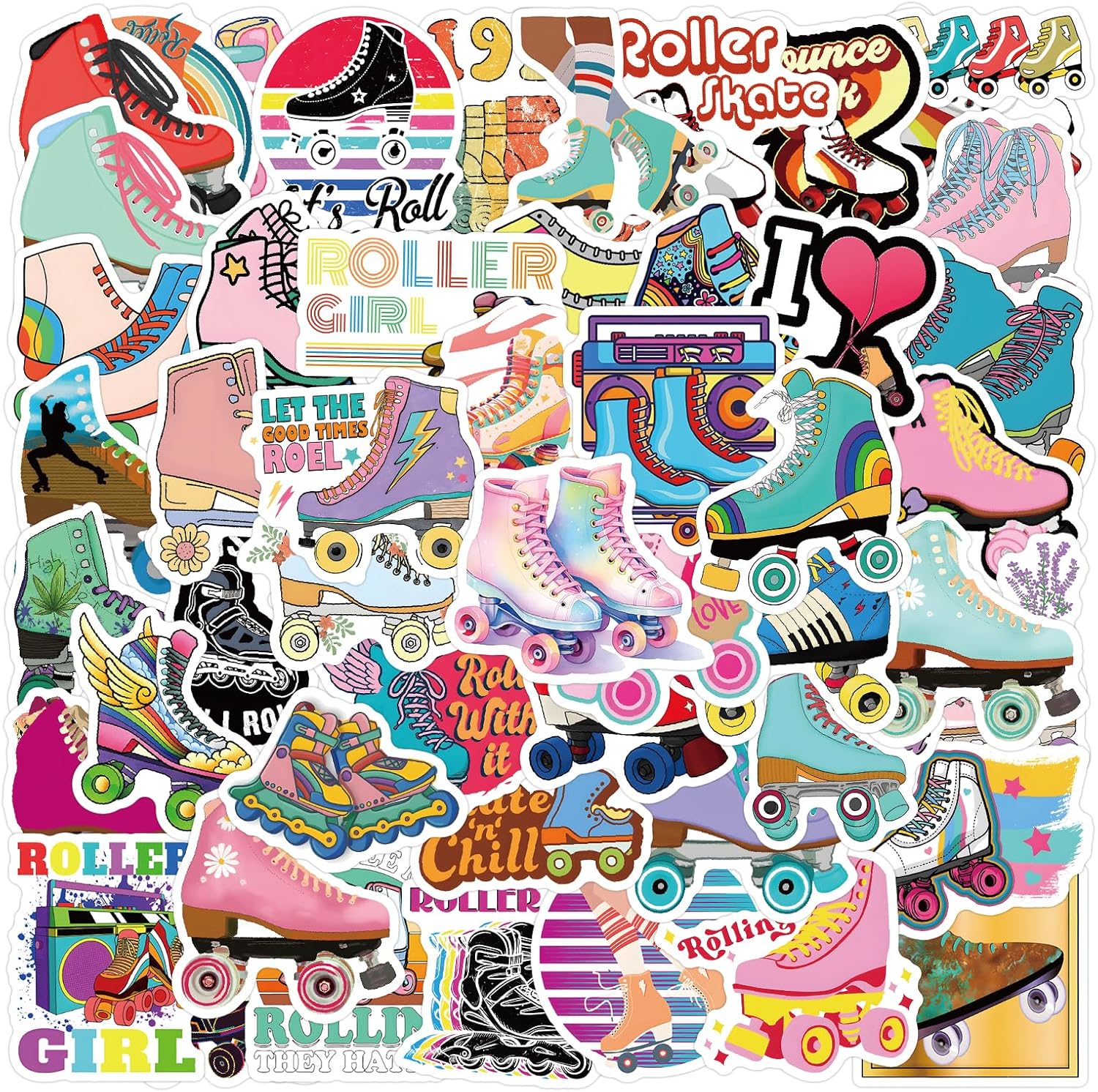 Amazon.com: Roller Skating Stickers for Kids 55Pcs Love Rollerblade ...