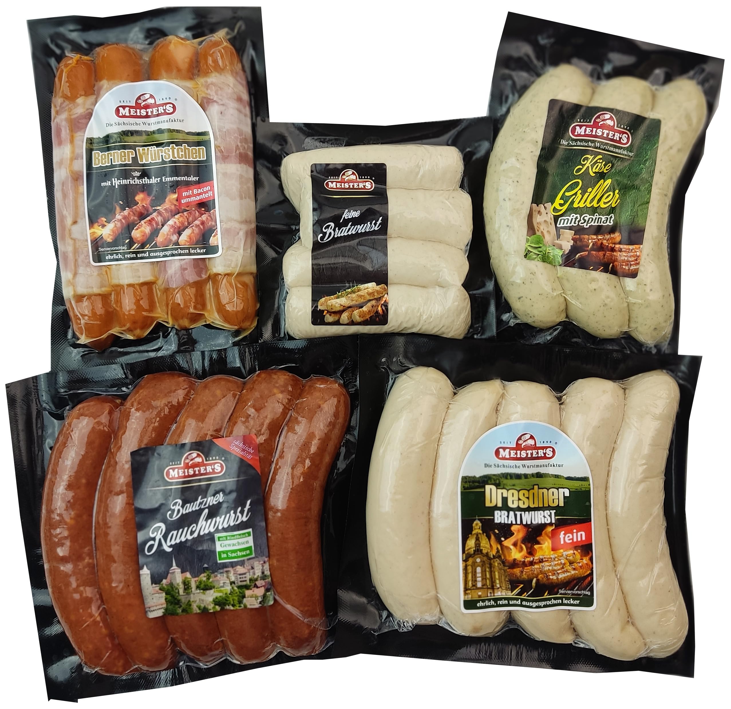 MEISTER'S Grillpaket Bratwurst, Käsewurst, Rauchwurst Debrecziner ...