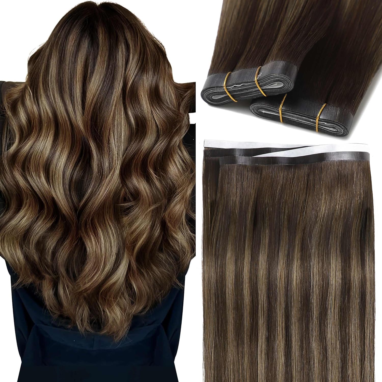 Amazon.com : Caliee 16 Inch Long Weft Tape in Hair Extensions 50G One ...
