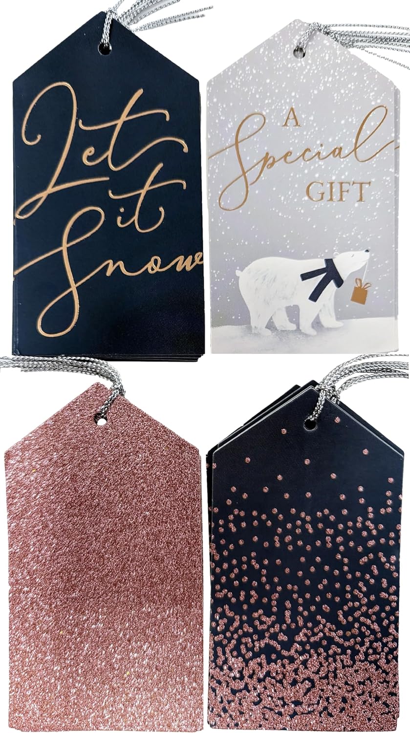 YLAB 20 Luxury Grey Tags with Rose Gold Detailing and Silver String ...