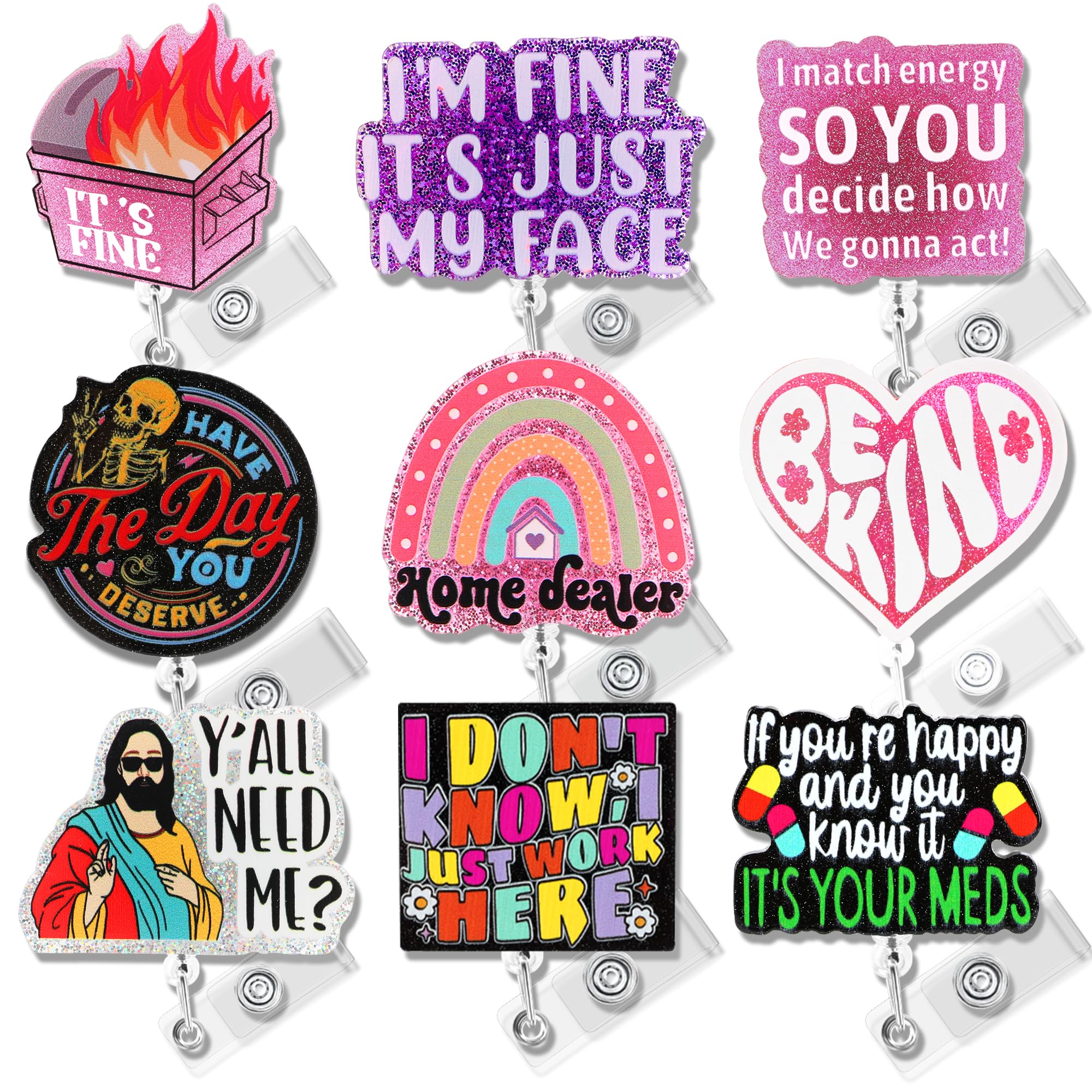 Amazon.com : Hotlea 8/9 PCS Badge Reels Retractable ID Badge Holders ...