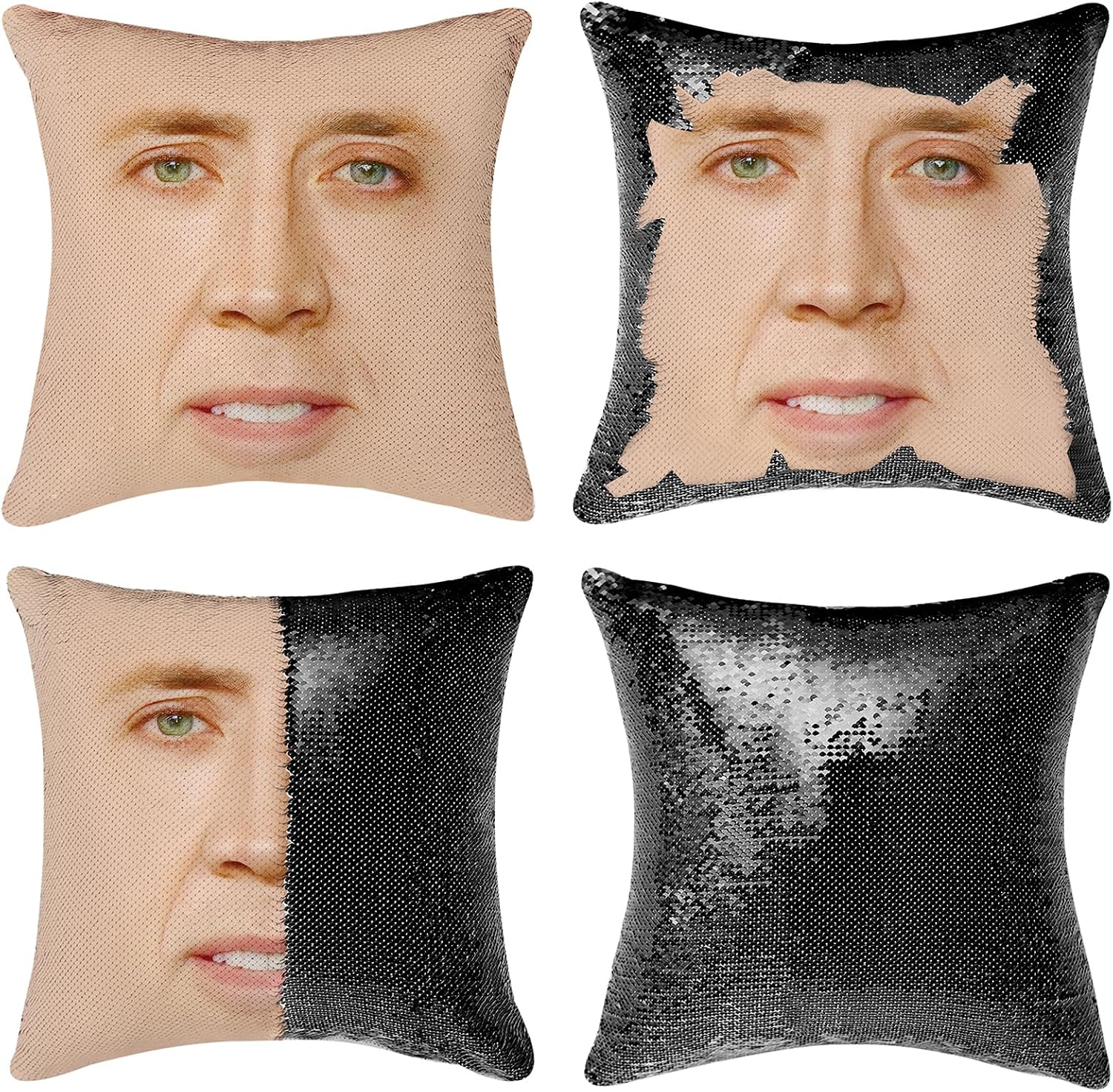 Amazon.com: JYVNCZ Nicolas Cage Sequin Pillow Cover Gag Gifts Magic ...