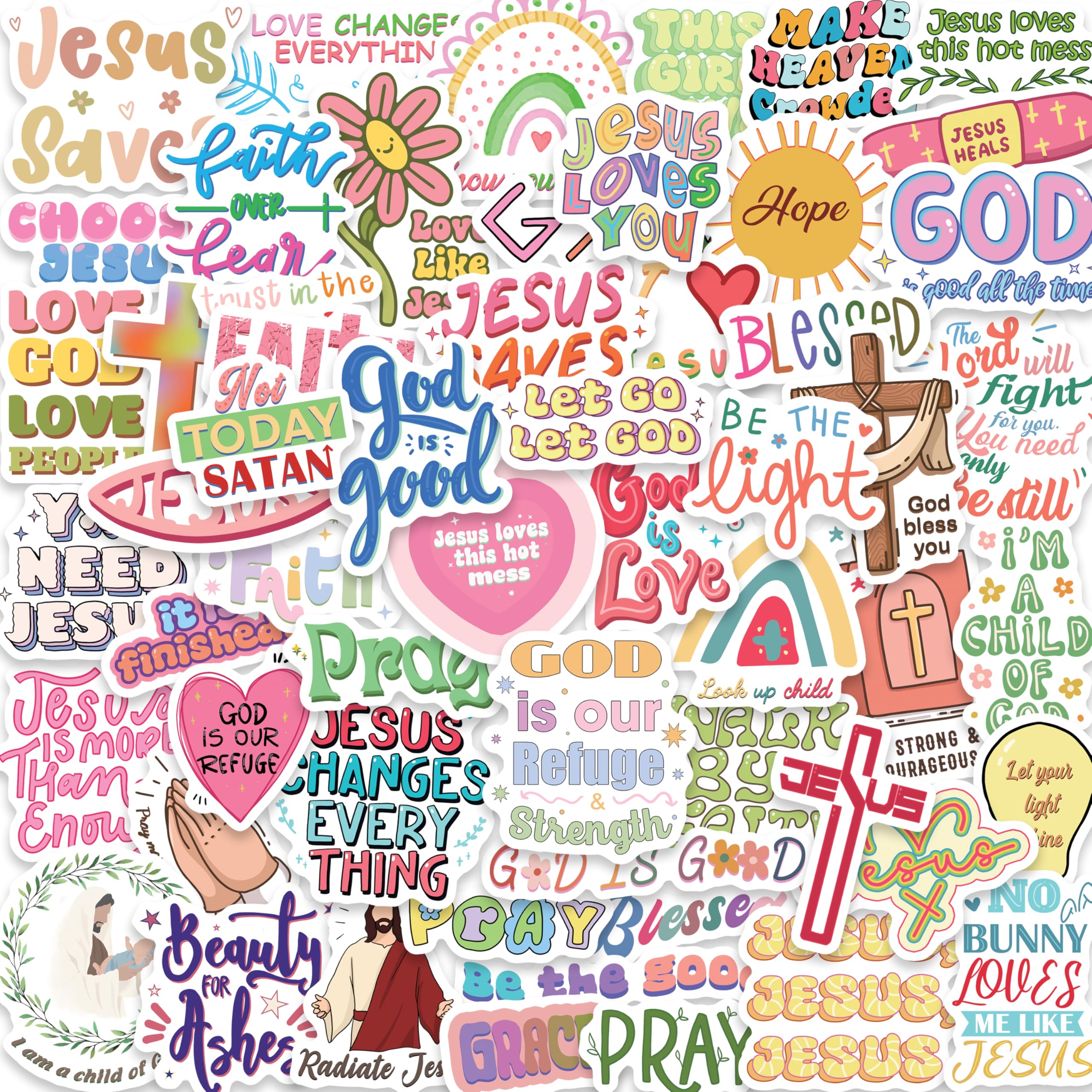 Amazon.com: 100 Pcs Holographic Sparkly Jesus Christian Stickers, Cute ...