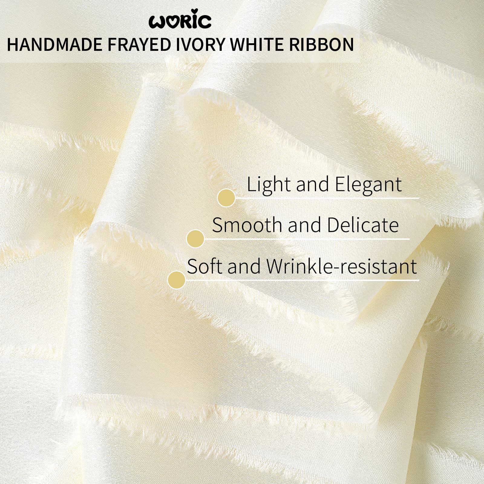 Snapklik.com : Ivory Ribbon 4 Rolls 1.5 X 20 Yard Handmade Frayed Cream ...