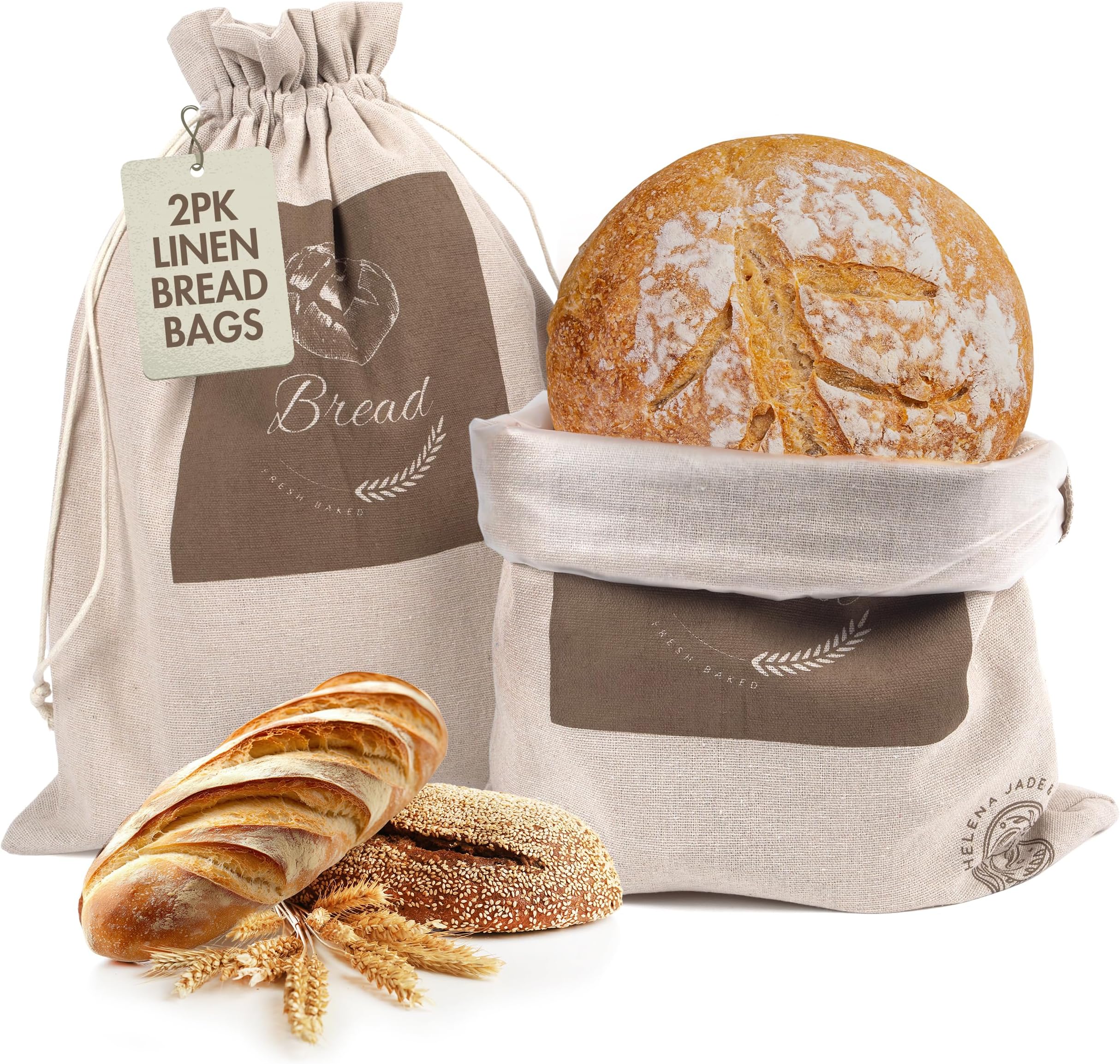 Amazon.com: Linen Bread Bags for Homemade Bread – Easy to Clean Large ...