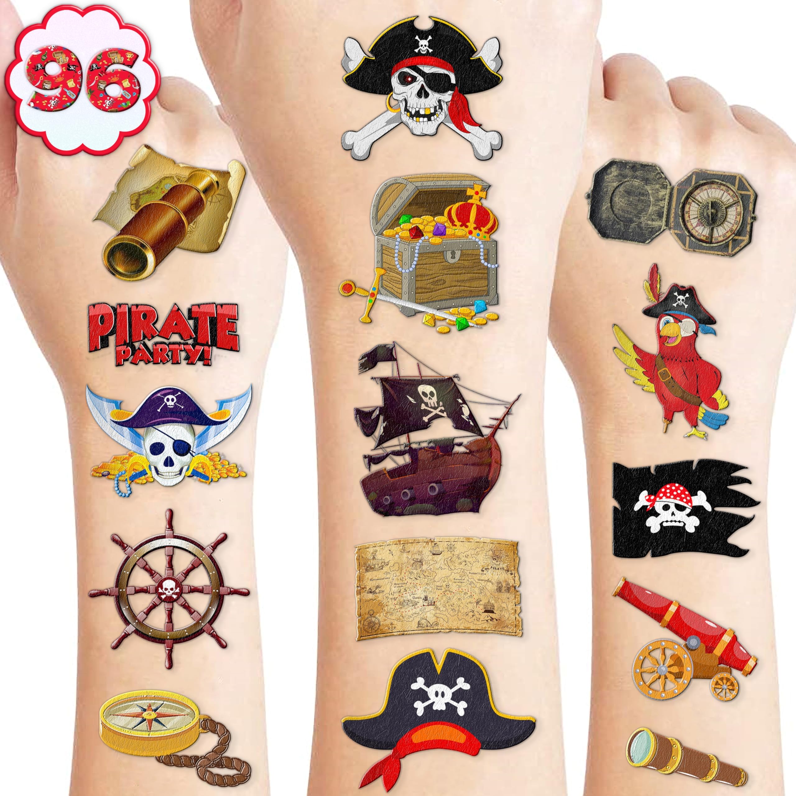 Amazon.com: Pirate Temporary Tattoos Birthday Themed Party Supplies ...