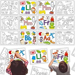 Amazon.com: 26pcs Alphabet Coloring Poster for Kids Letter Bulletin ...