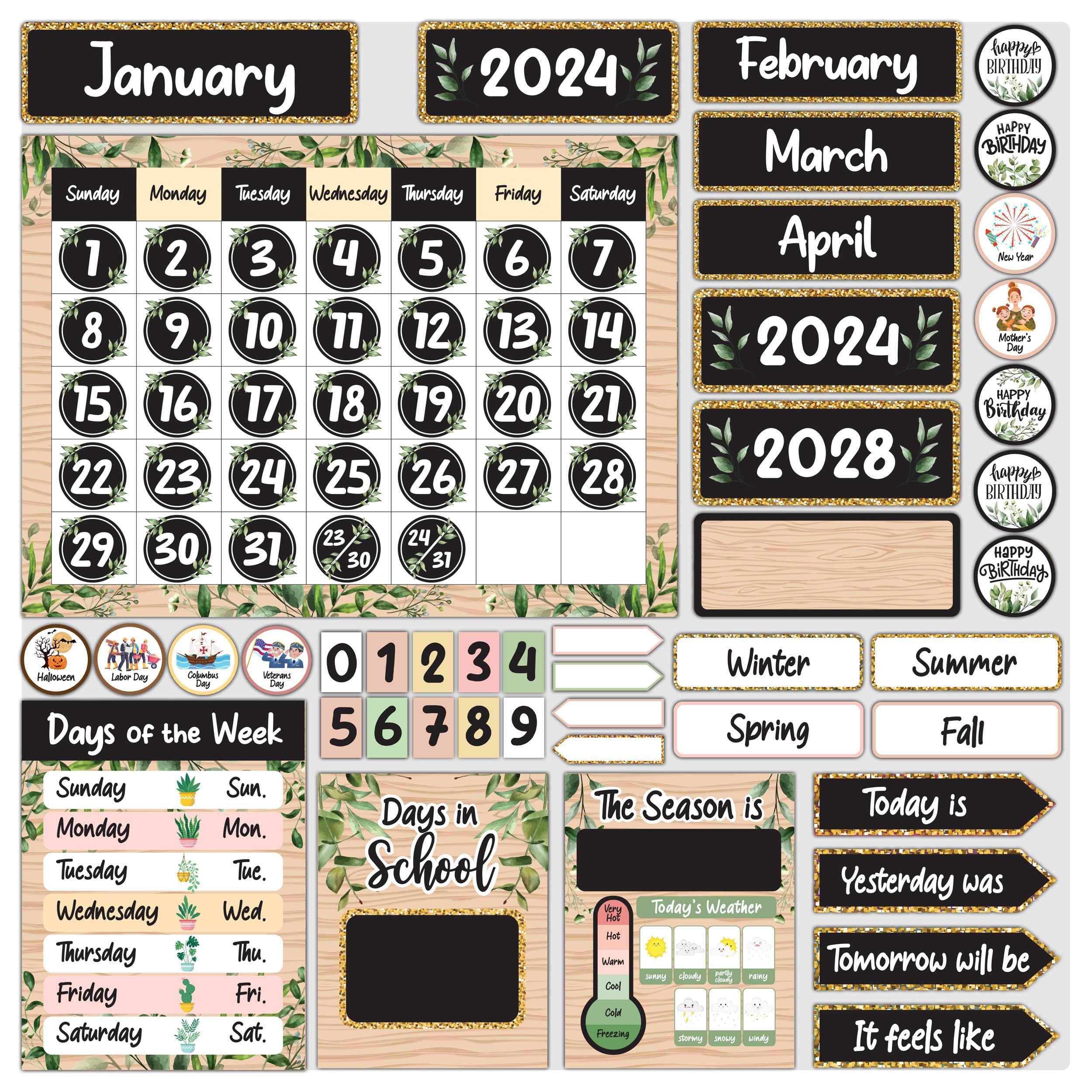 Amazon.com: Decorably 155 Pcs Preschool Calendar for Classroom ...