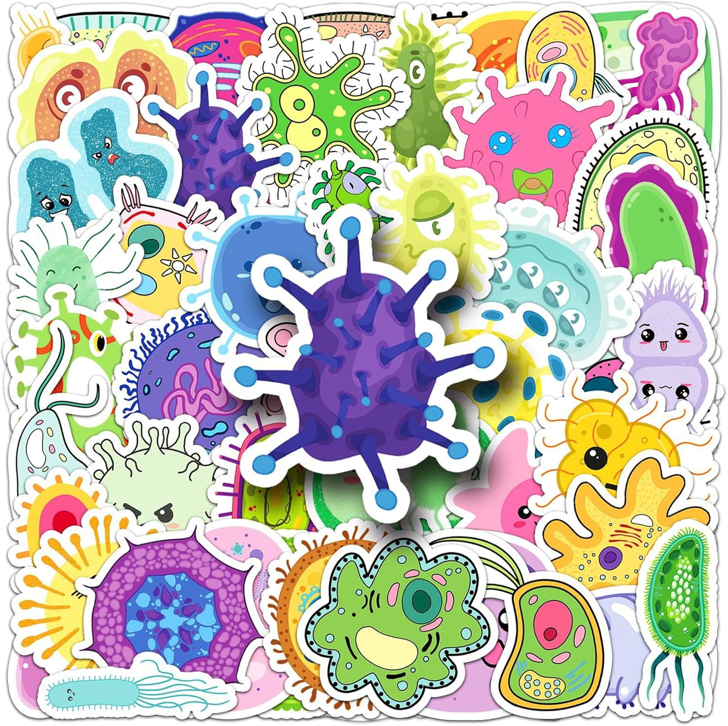 Amazon.com: ZHAZHAHUHUEGUI Microorganism Stickers, 50pcs Waterproof ...
