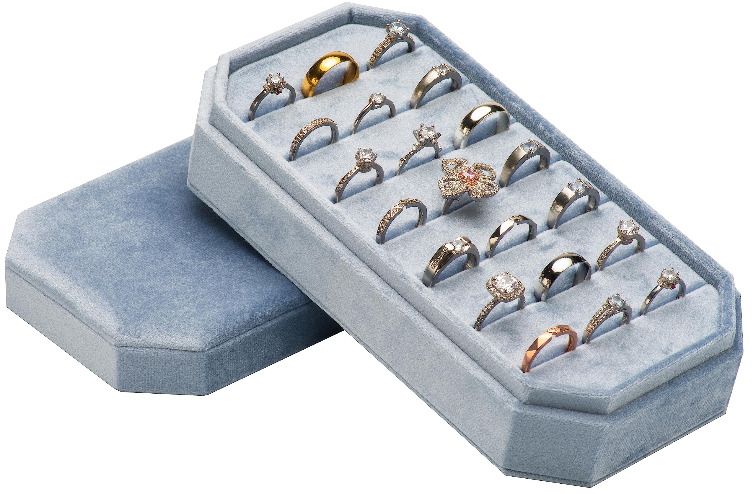 Amazon.com: COWFEX Velvet Ring Organizer Display Tray Jewelry Box ...