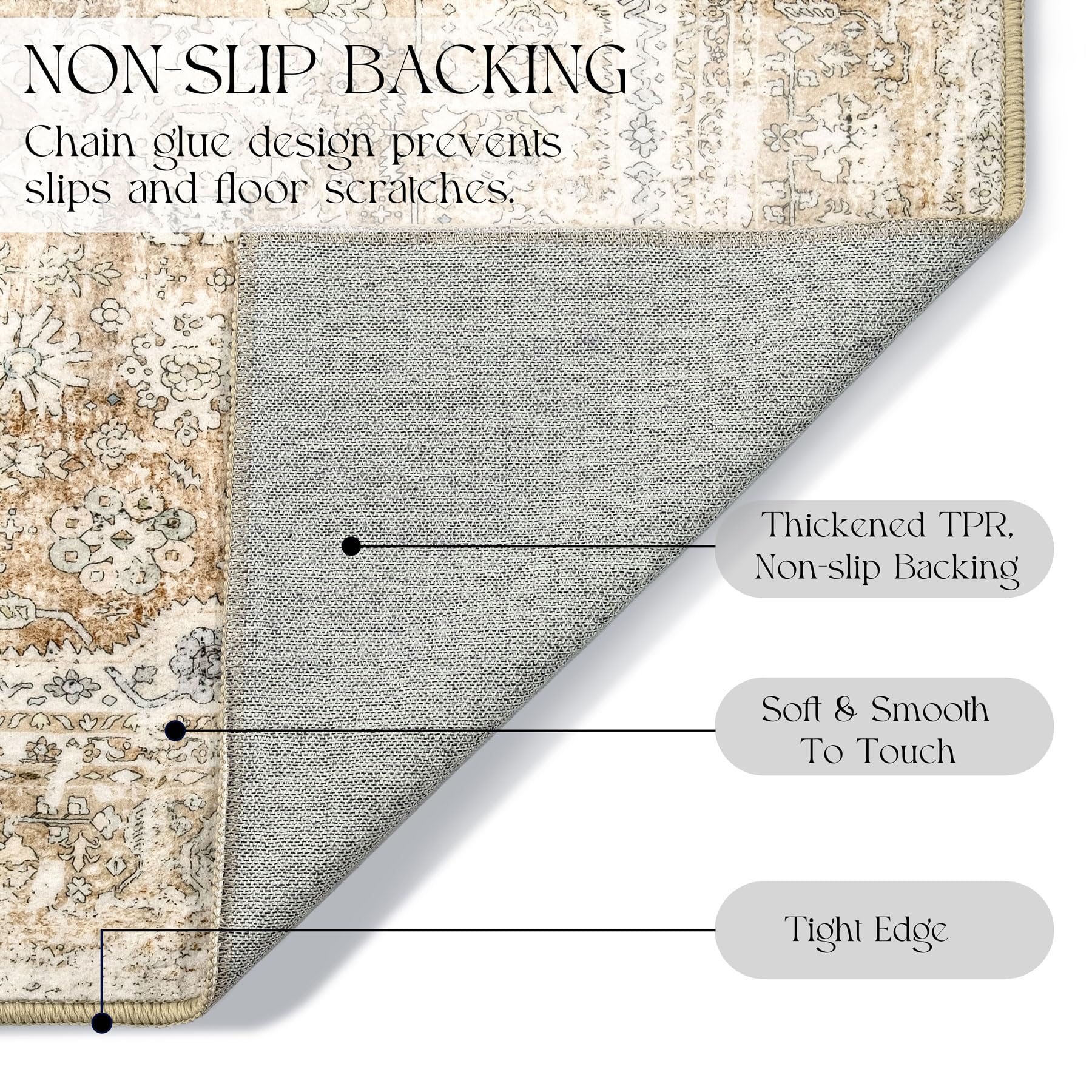 Boho Runner Rugs for Bedroom Hallways Washable Runner Rug Beige Area ...