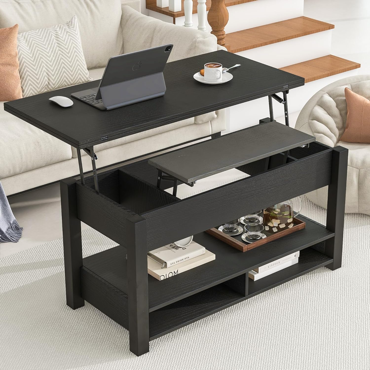 Amazon.com: LUMISOL Lift Top Coffee Table with Hidden Compartment, 3 in ...