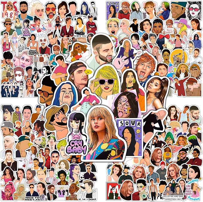 200Pcs Pop Singer Stickers Pack, Top Music Artist Stickers,Colorful ...