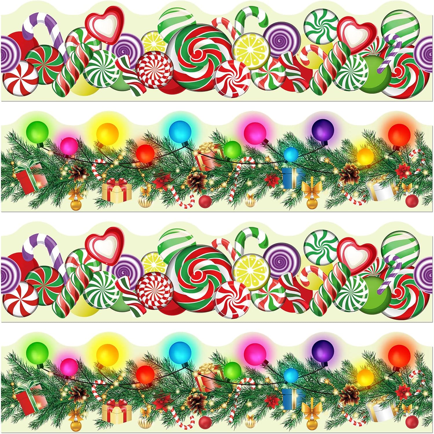 Amazon.com : 60 Pieces 59 Feet Christmas Bulletin Board Borders Holiday ...