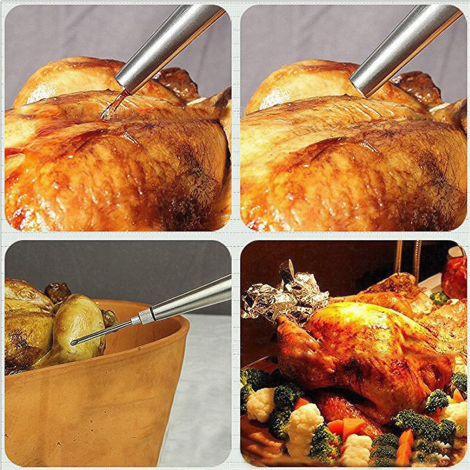 Stainless Steel Turkey Baster Set Heat-Resisting Turkey Chicken Baster ...