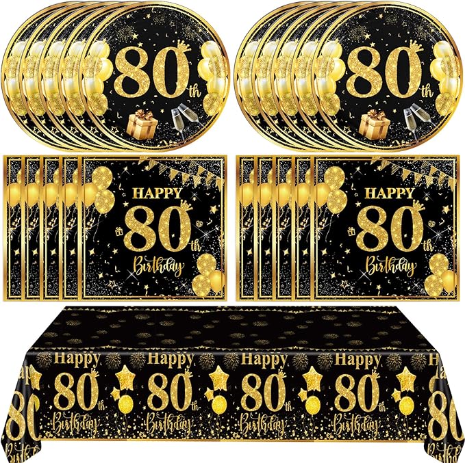 Amazon.com: 41Pcs 80th Birthday Decorations Back in 1945 Tableware Set ...
