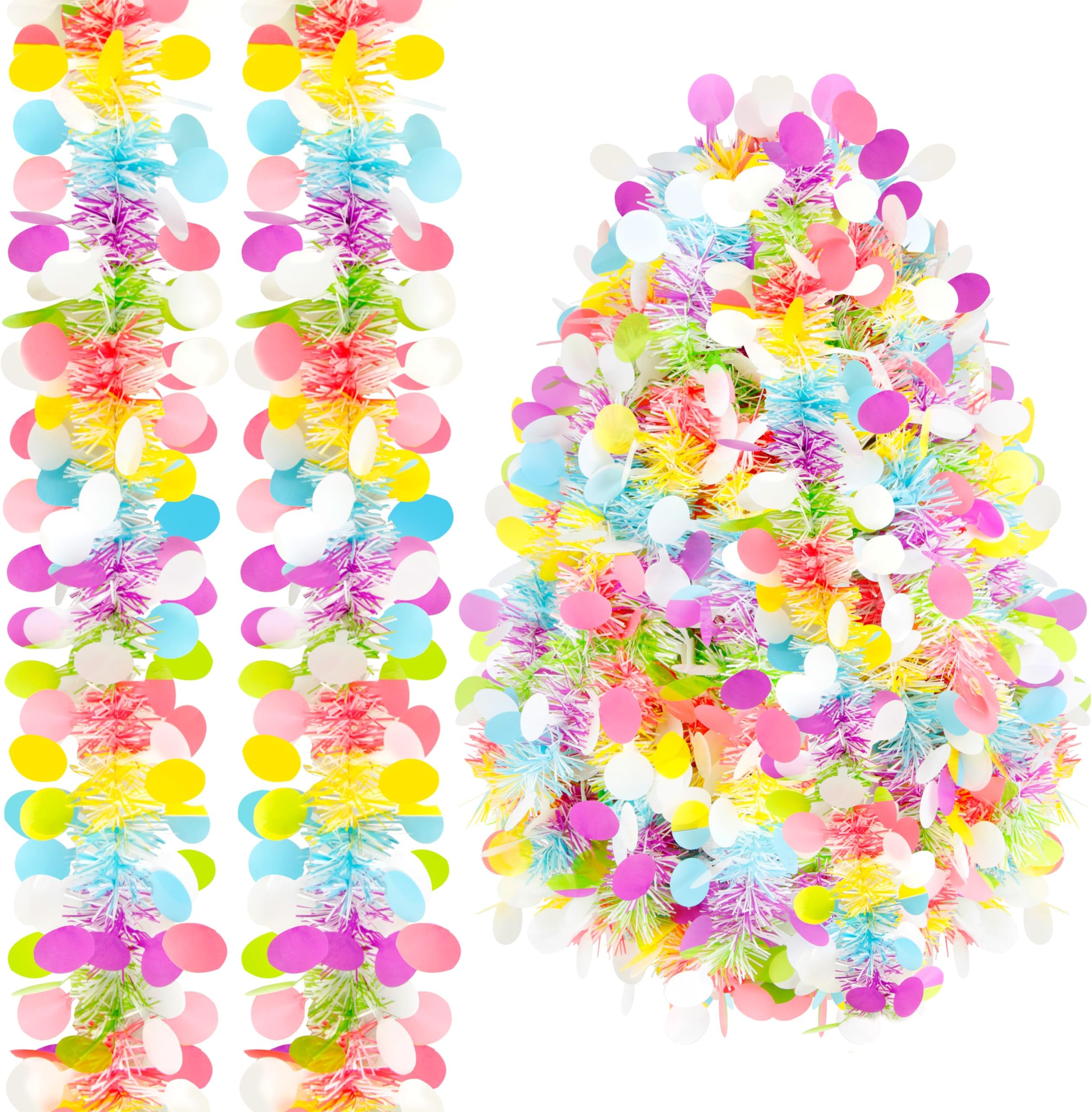 Amazon.com: 33Ft Easter Tinsel Garland with Confetti Colorful Metallic ...