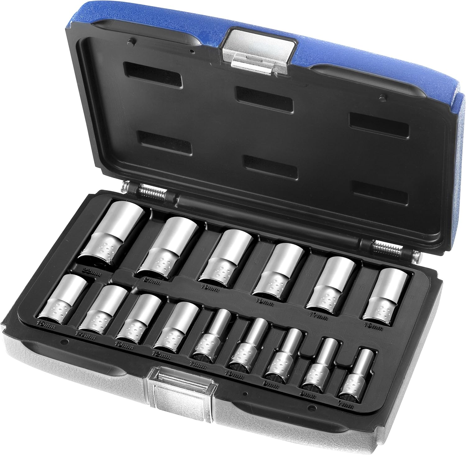 E031804 BRITOOL SET OF 15 3/8 DRIVE DEEP HEXAGON SOCKETS 7-22MM IN ...