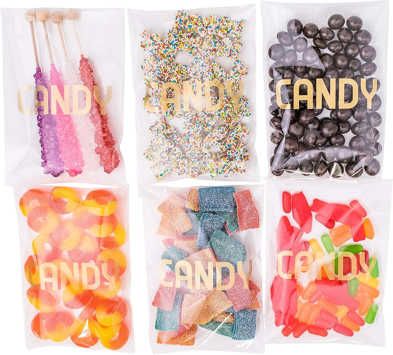 Amazon.com: Sweet Details Party Co. Cellophane 'Candy' Bags (100 Pack ...