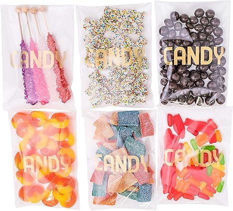 Amazon.com: Sweet Details Party Co. Cellophane 'Candy' Bags (100 Pack ...