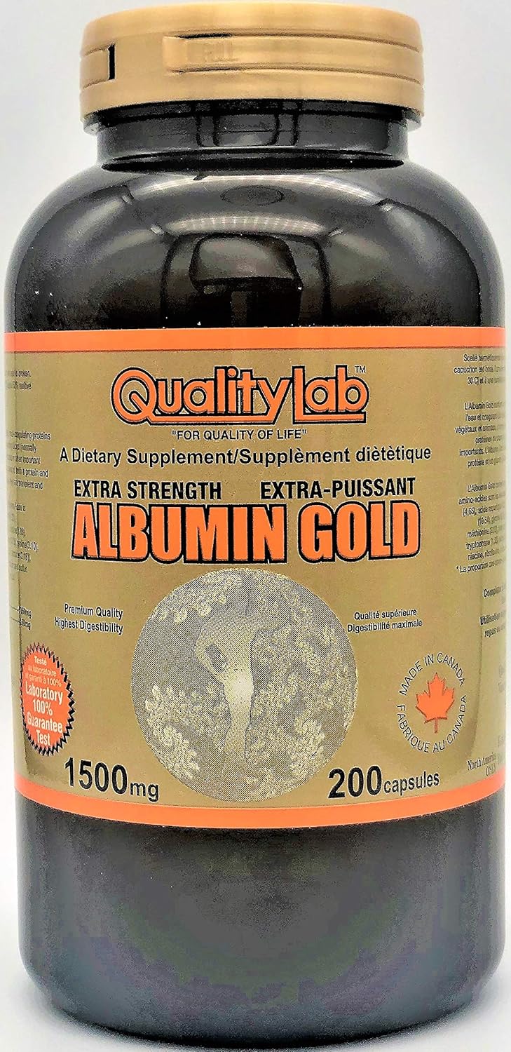 Amazon.com: Qualitylab Albumin Gold 1500 mg 200 Capsules (Made in Canada) : Health & Household