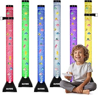 OUTREE 4FT Sensory Bubble Tube Lamp, Remote Control Aquarium Bubble ...