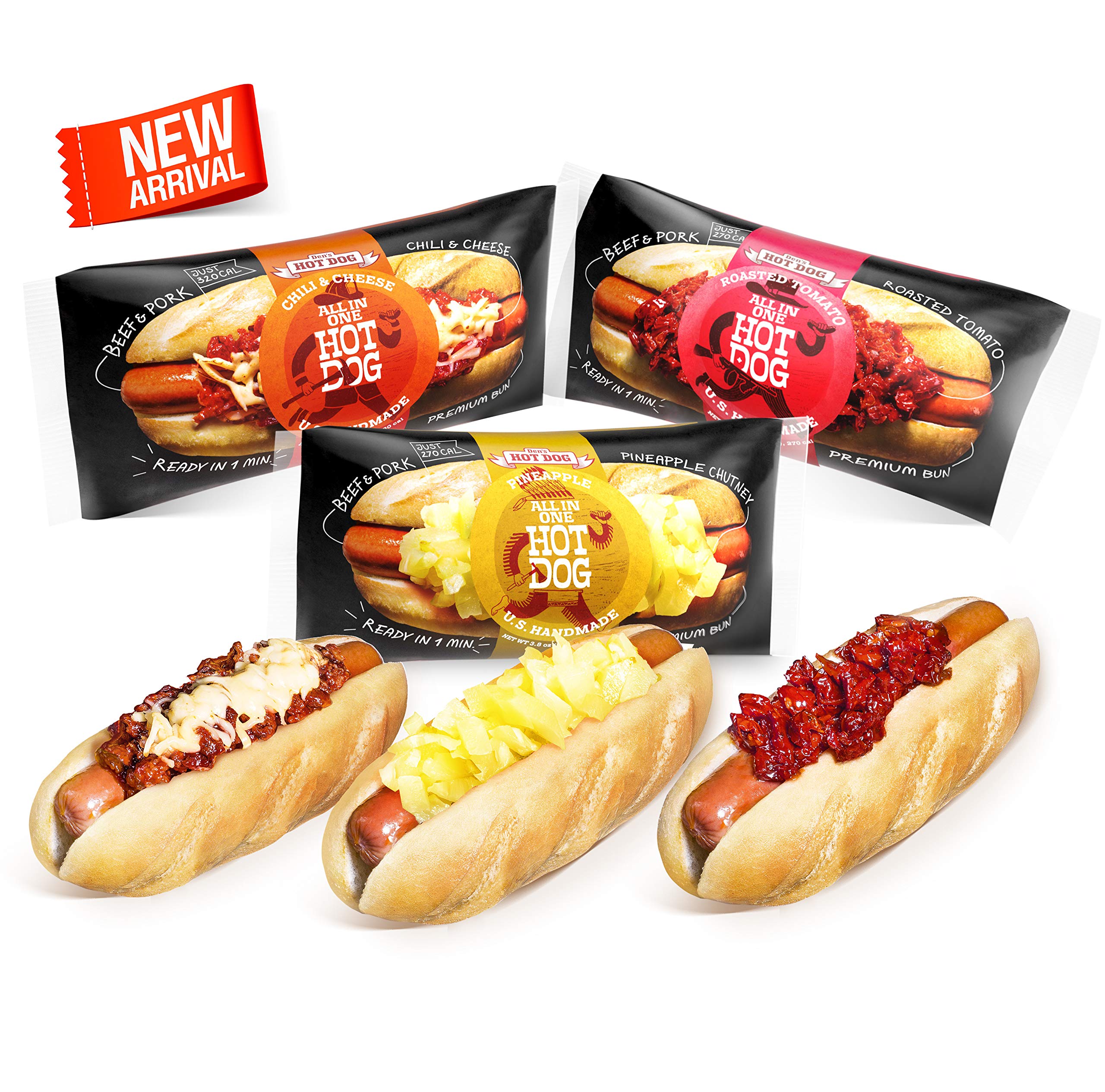 Buy Den’s All in One Hot Dogs with Chili & Cheese, Roasted Tomato ...