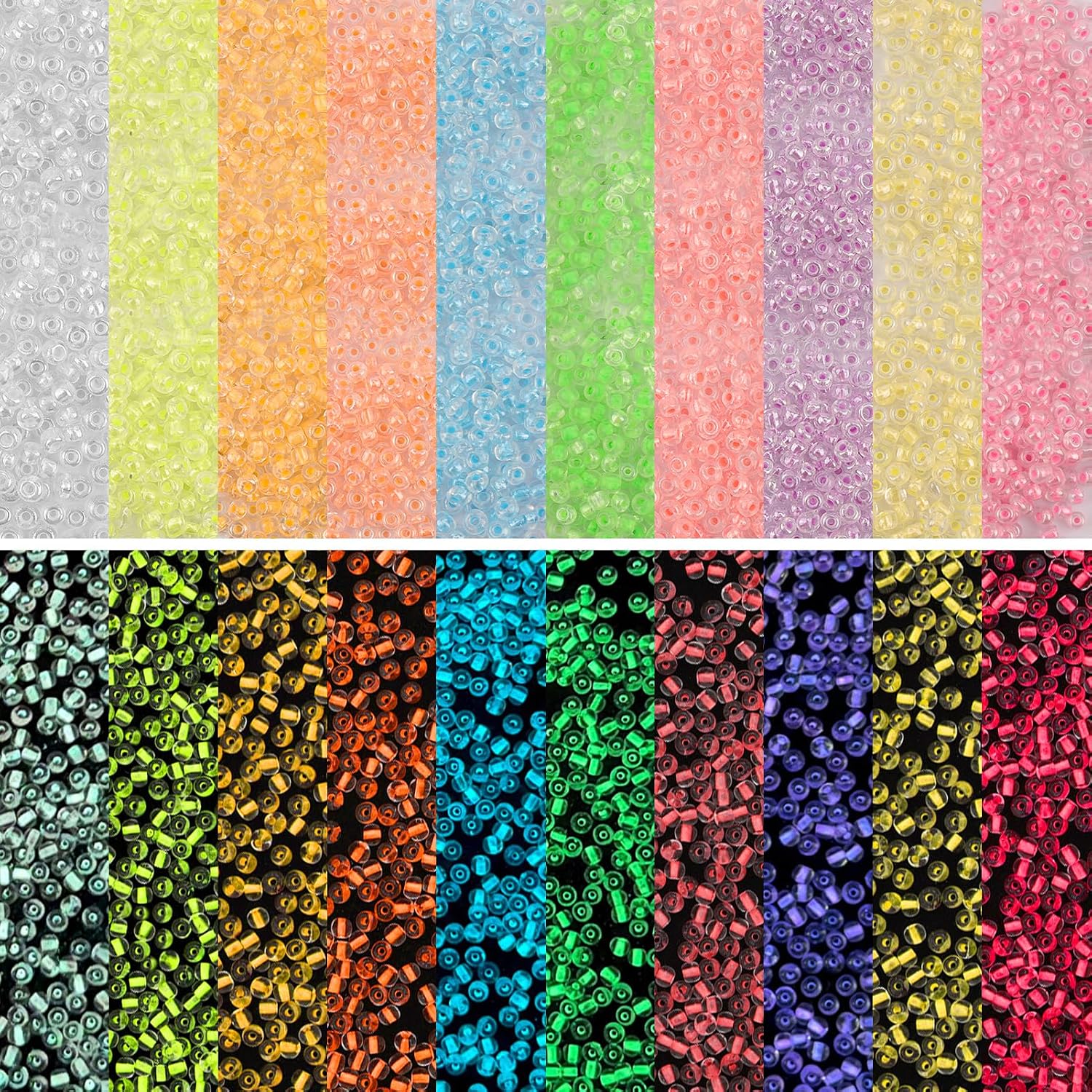 Amazon.com: 5000pcs 3mm Glass Seed Beads Glow in The Dark Beads ...
