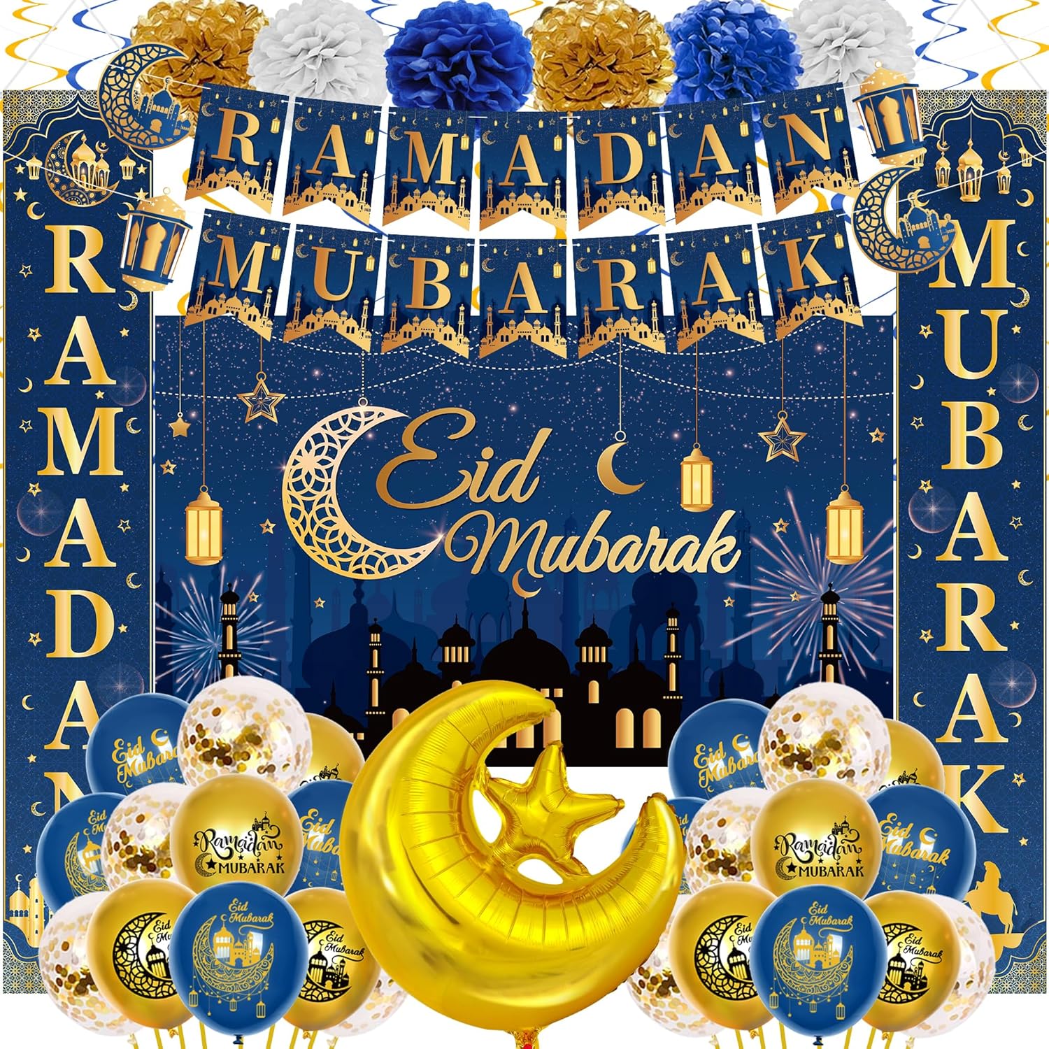 Amazon.com: Ramadan Eid Mubarak Party Decorations, Ramadan Mubarak ...