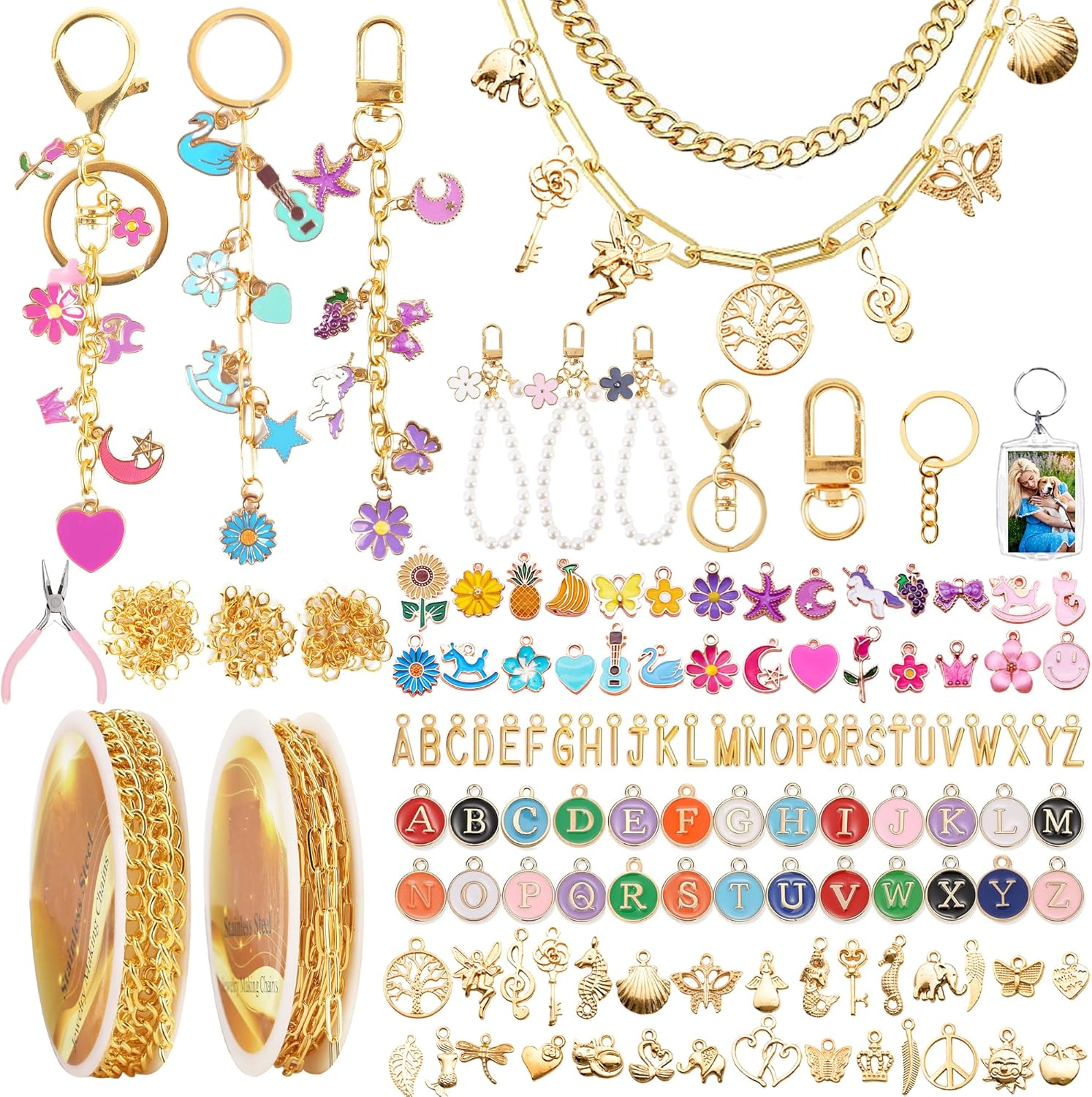 Amazon.com: Namifin 384 Pcs Keychain Making Kit with Charms & Keychain ...