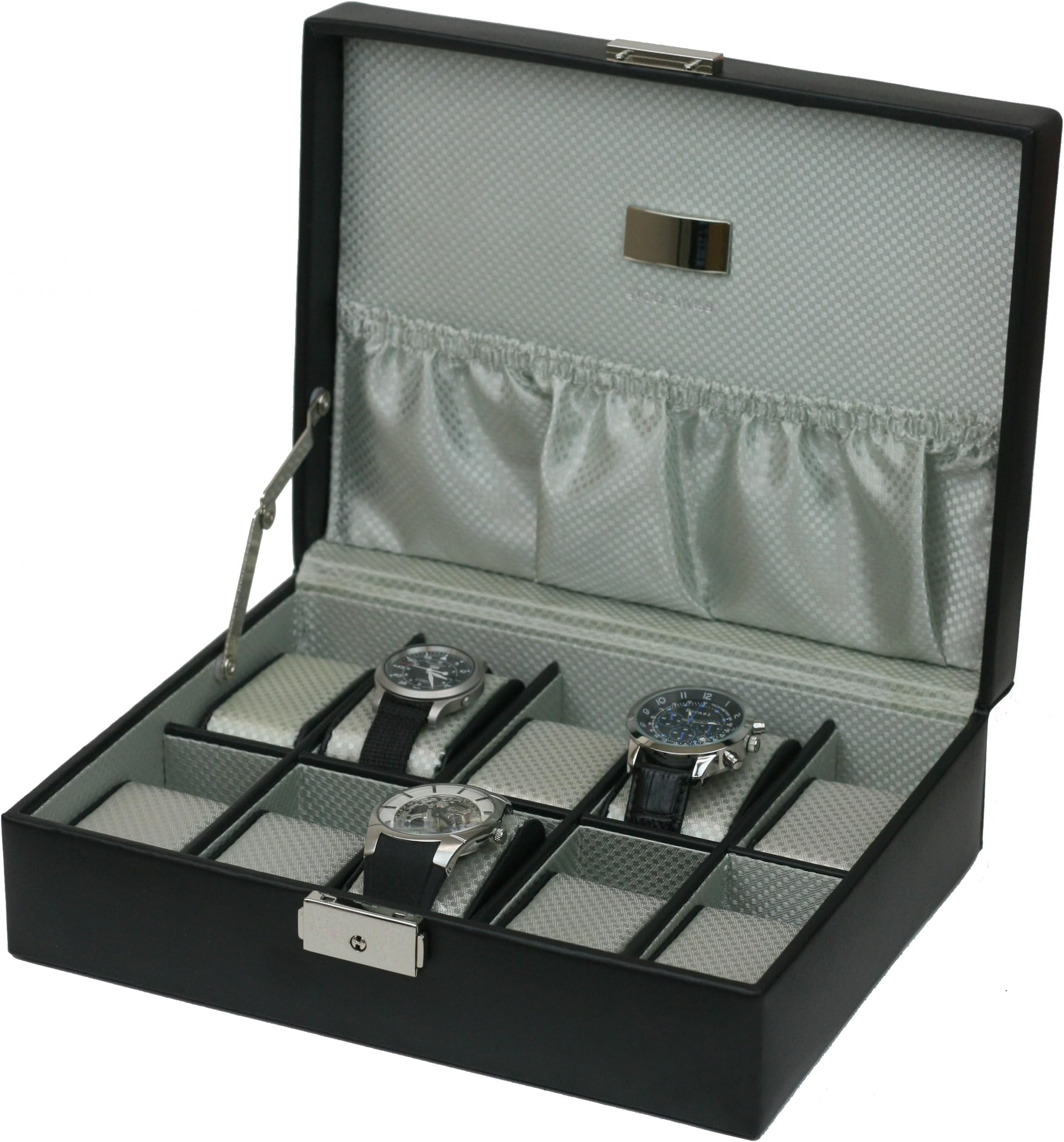 Amazon.com: Tech Swiss Watch Box Storage Case Leather For 10 Watches ...