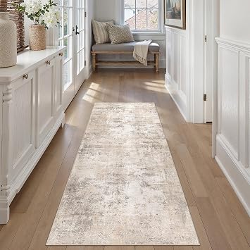 Amazon.com: WondRg 2x6 Washable Runner Rug Beige Grey Abstract Non Slip ...
