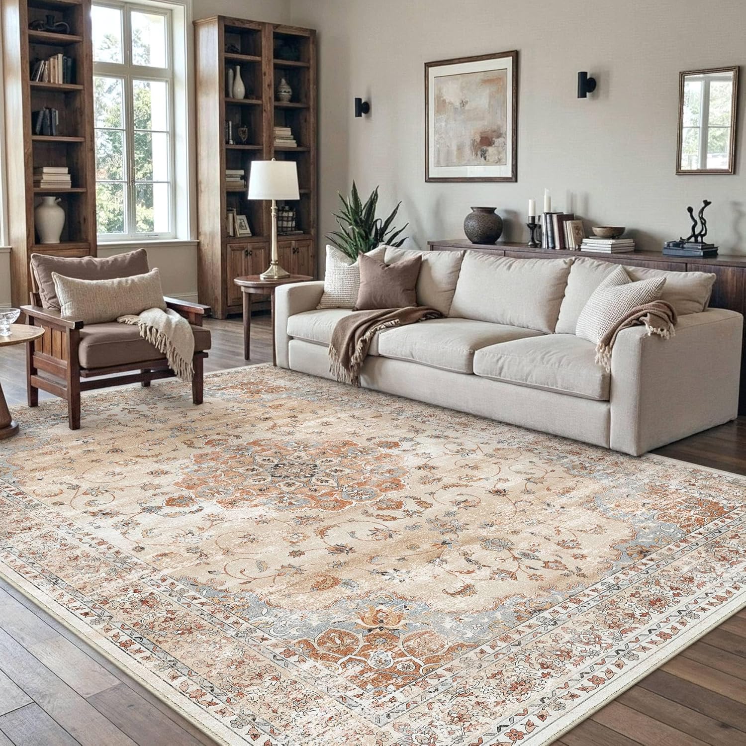 Amazon.com: HUGEAR Machine Washable Area Rugs 6x9 Vintage Orange ...