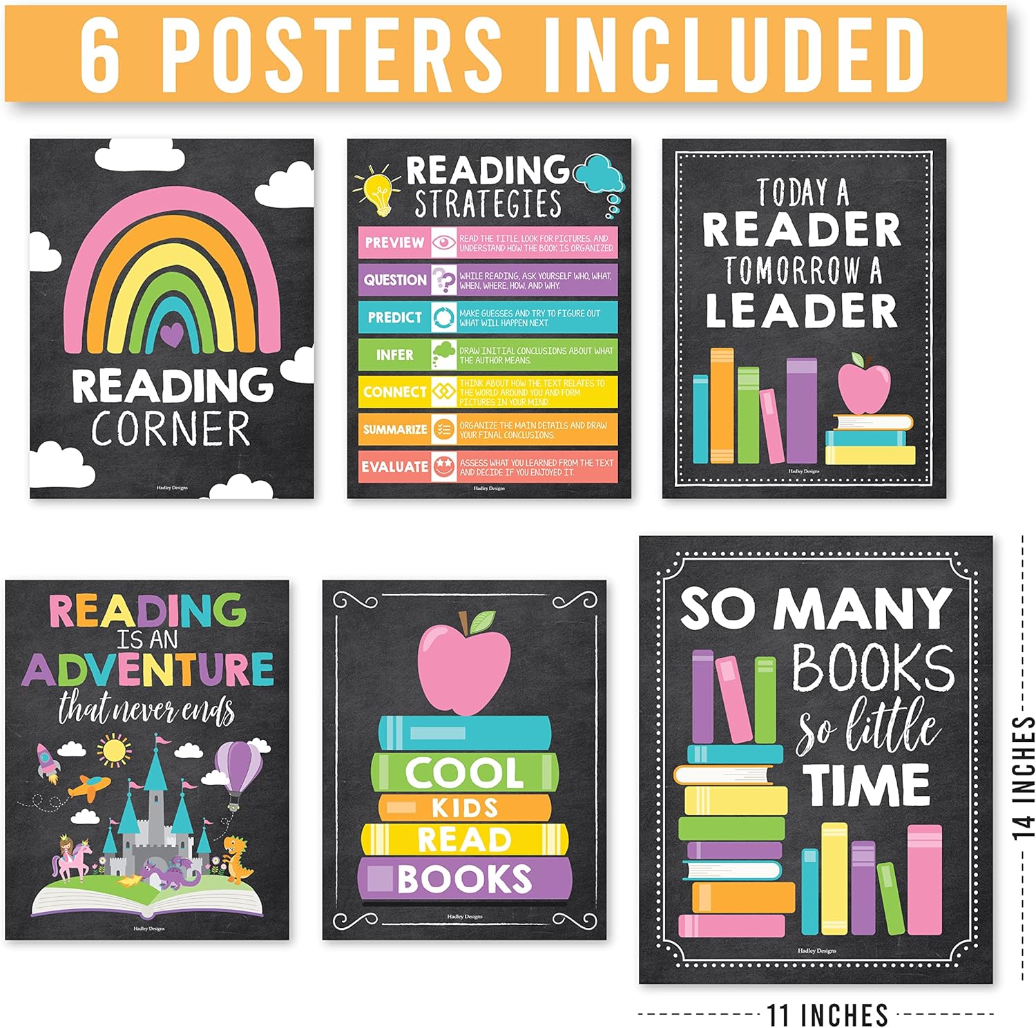 6 Colorful Reading Posters For Classroom Library Nepal | Ubuy