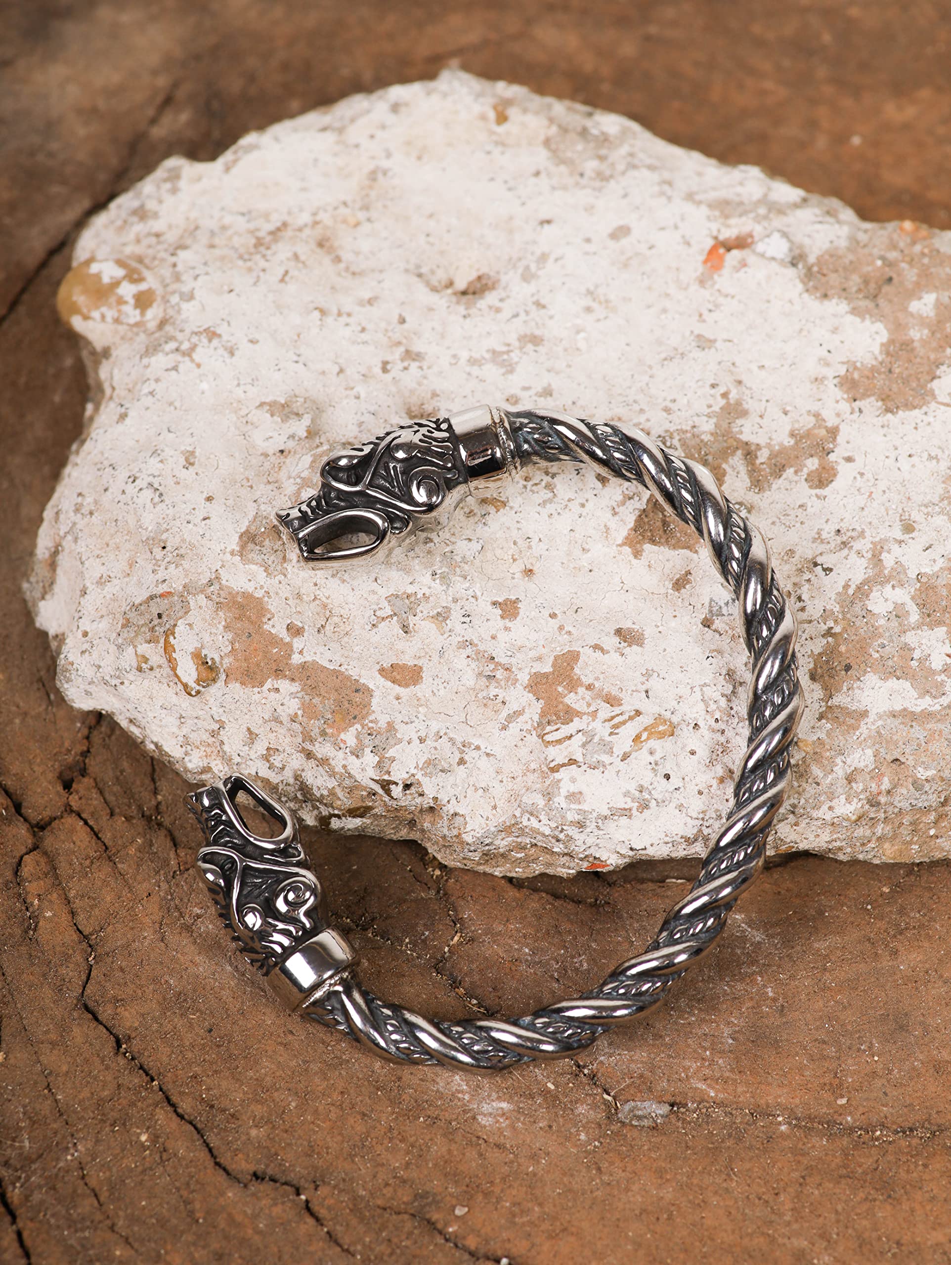 Snapklik.com : HAQUIL Silver Plated Stainless Steel Viking Arm Ring ...