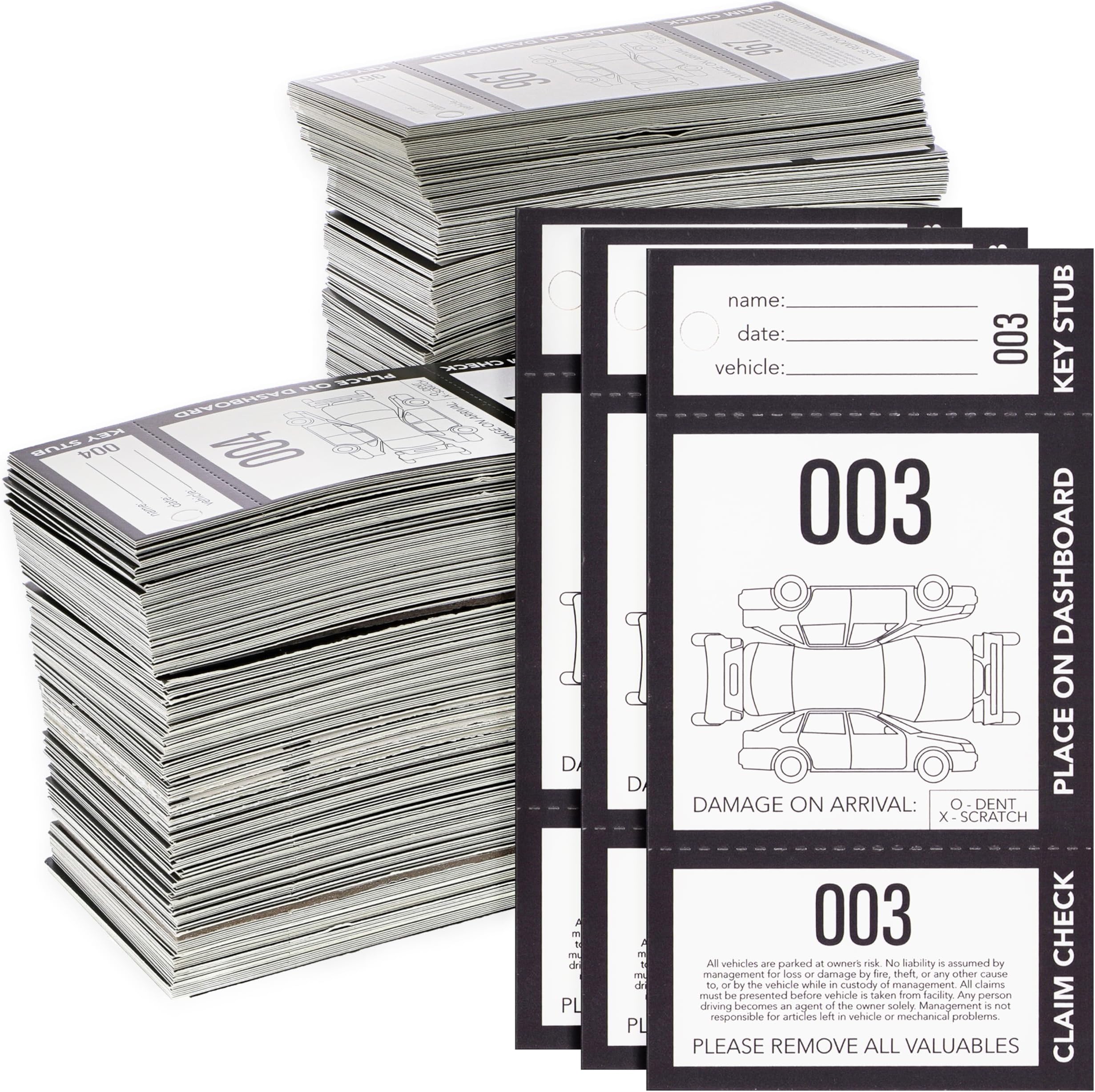 Amazon.com : Juvale 2000 Pieces 3-Part Valet Tickets for Cars, 2 Sets ...